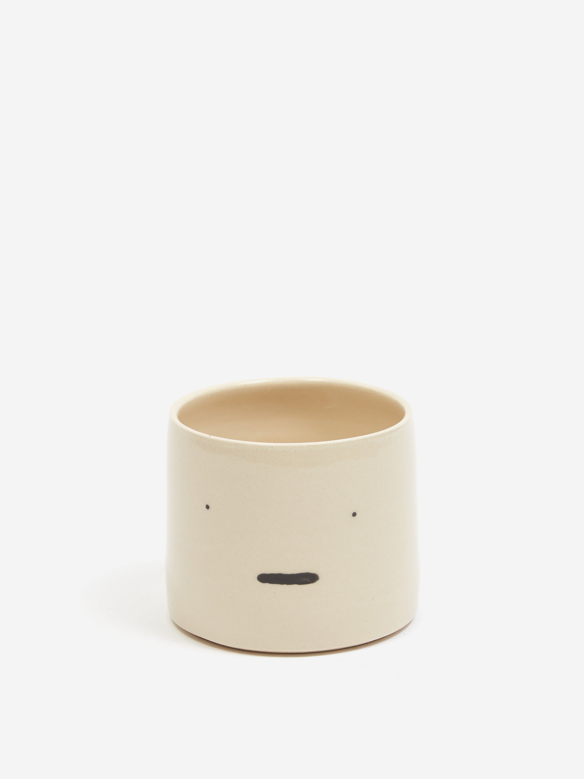 Modern Pottery Shop Flat White Cup Meh Face Design - White – Goodhood