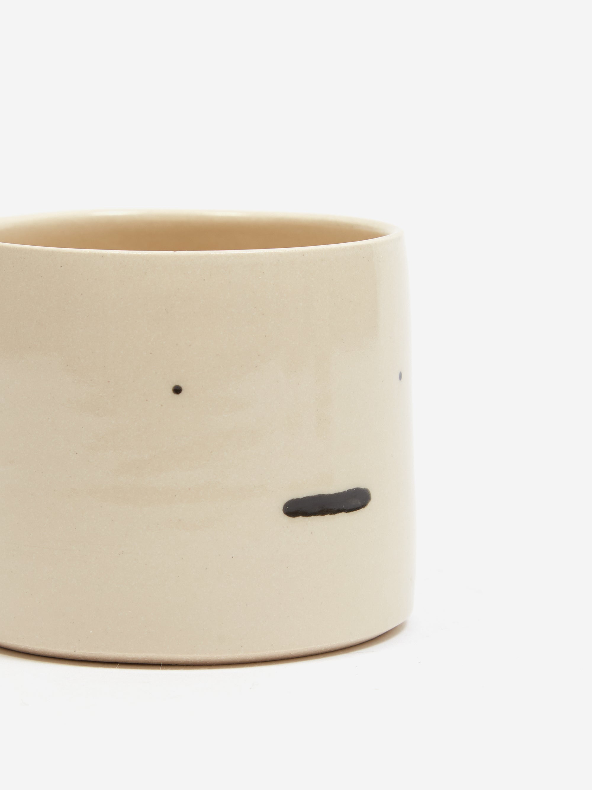 Modern Pottery Shop Flat White Cup Meh Face Design - White – Goodhood