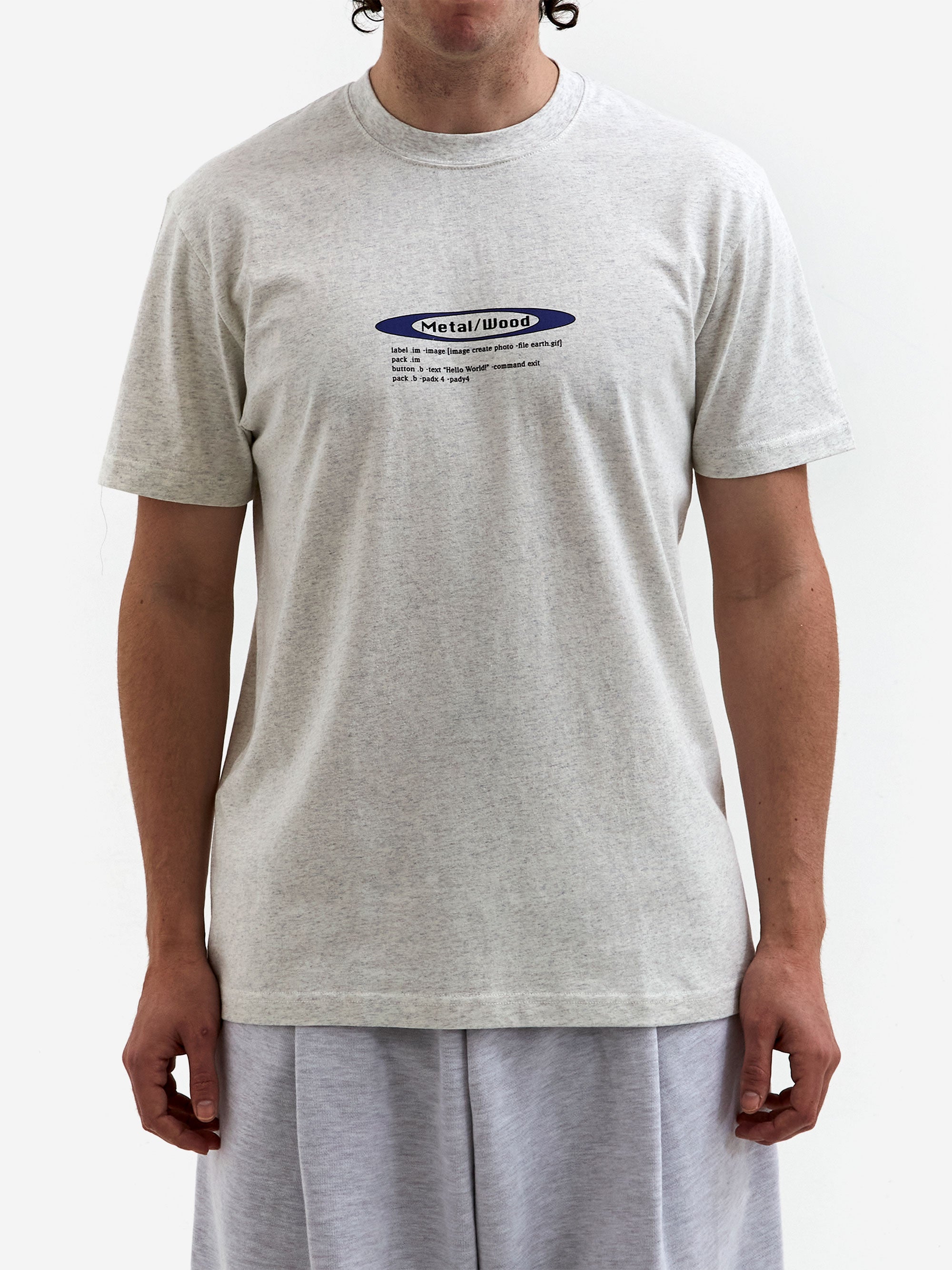 Metalwood Hello World T-Shirt - Heather Grey – Goodhood