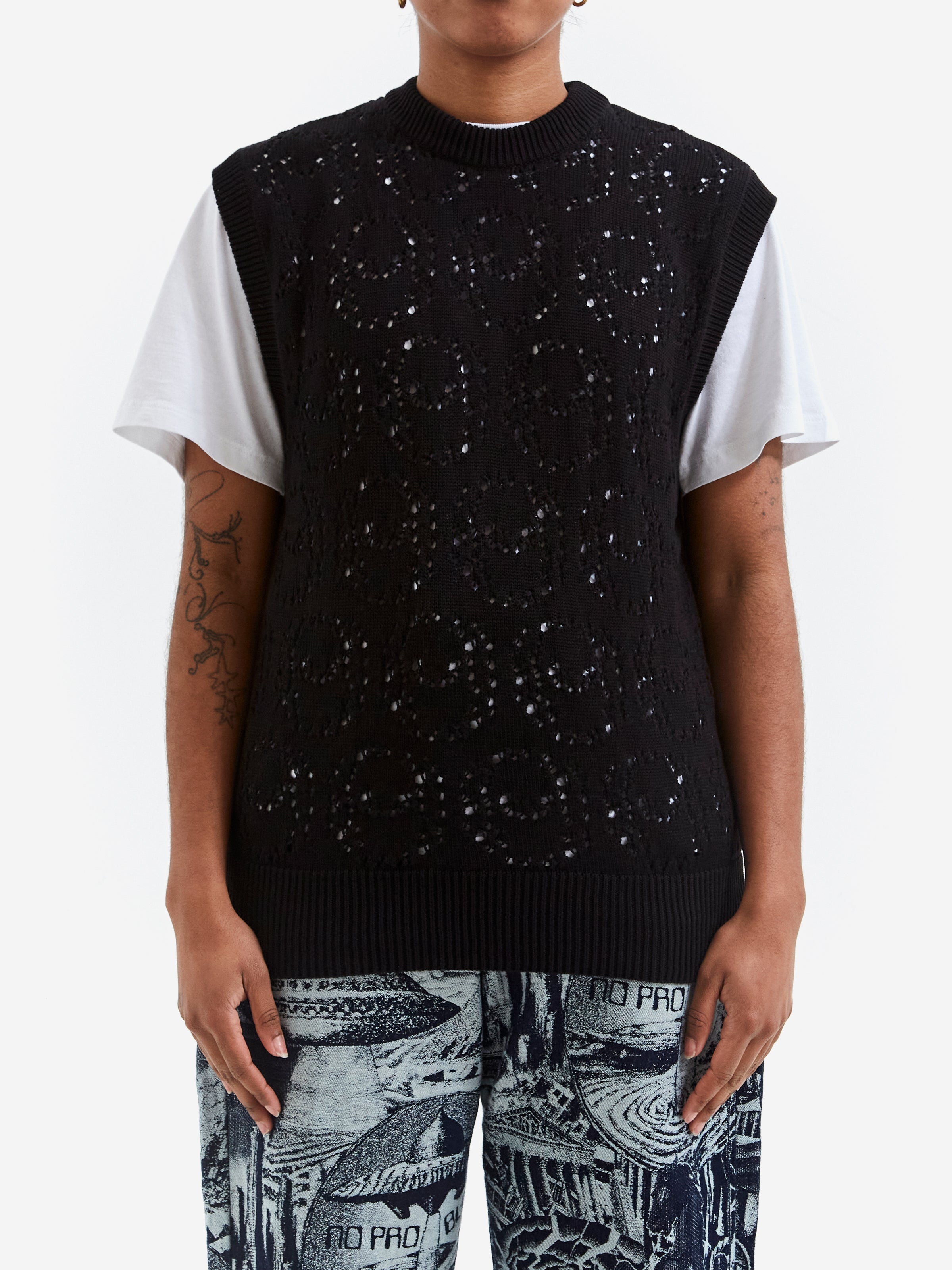 No Problemo Alien-O Lace Cotton Vest - Black – Goodhood