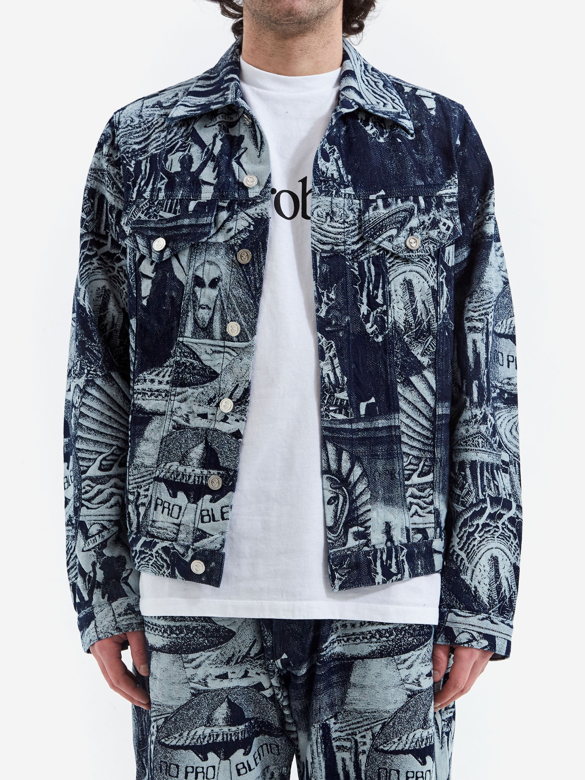 No Problemo Apocalypse Jacquard Trucker Jacket - Blue – Goodhood