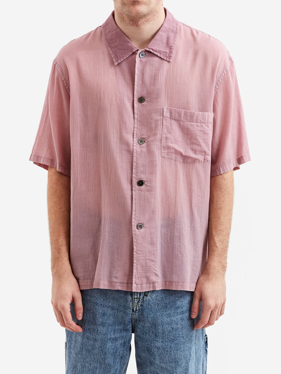 Our Legacy Box Shirt Shortsleeve - Dusted Lilac Coated Voile – Goodhood