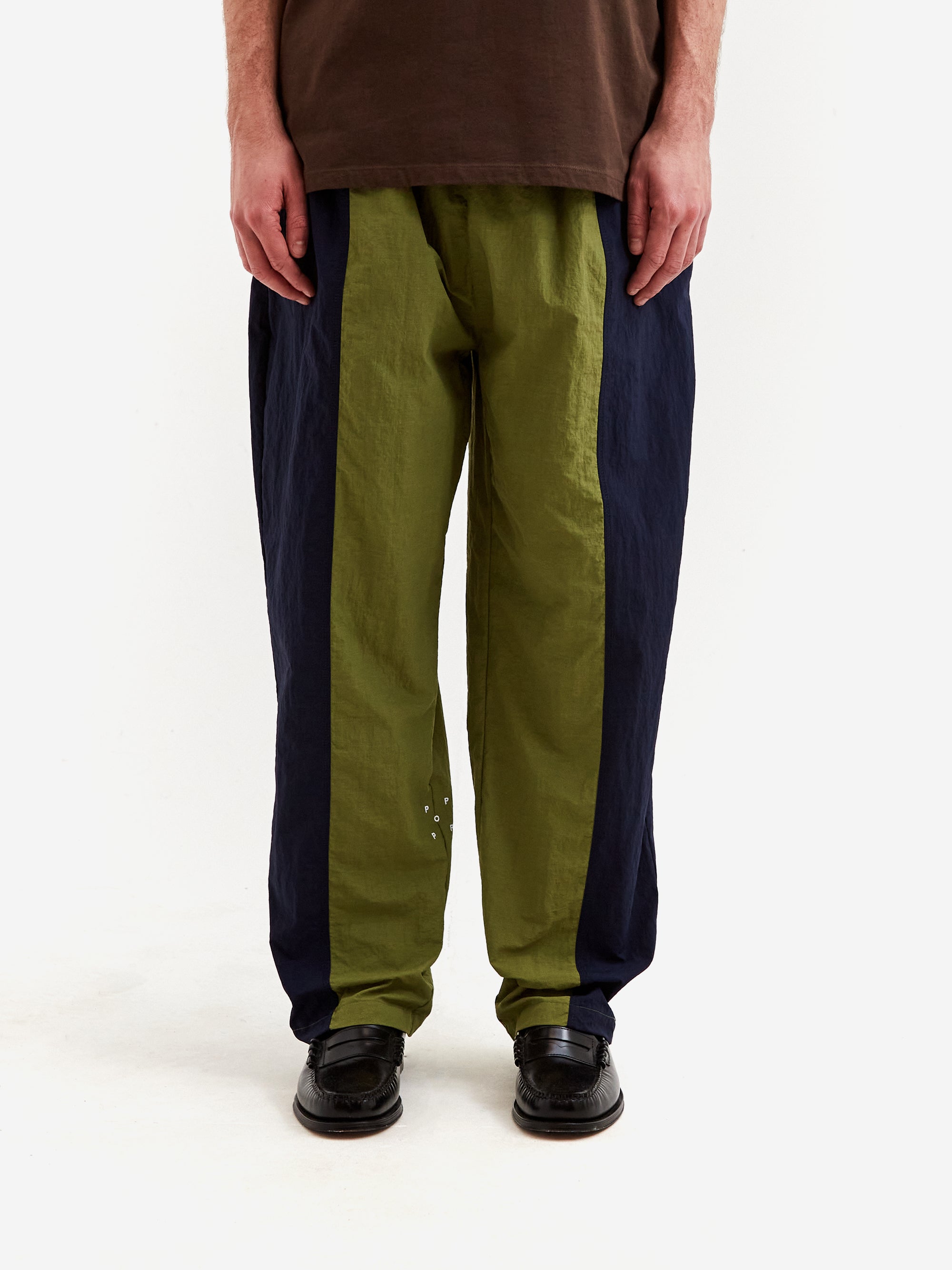 Pop Trading Company Two Tone Football Pant - Loden Green/Navy – Goodhood
