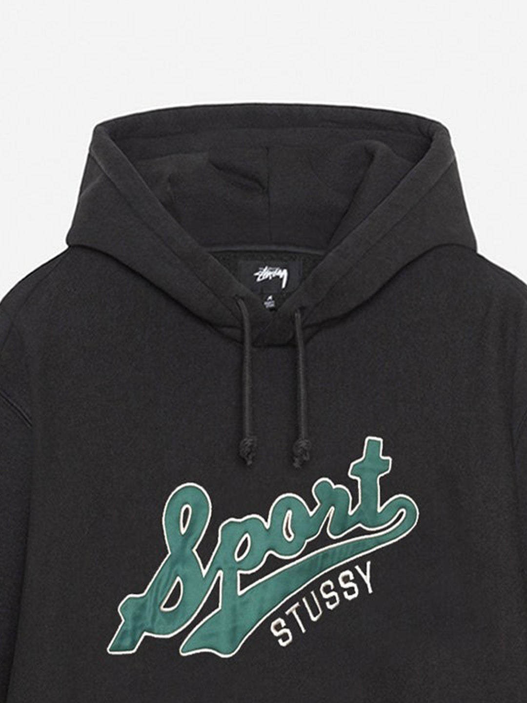 Stussy Satin Patch Oversized Hood - Washed Black – Goodhood