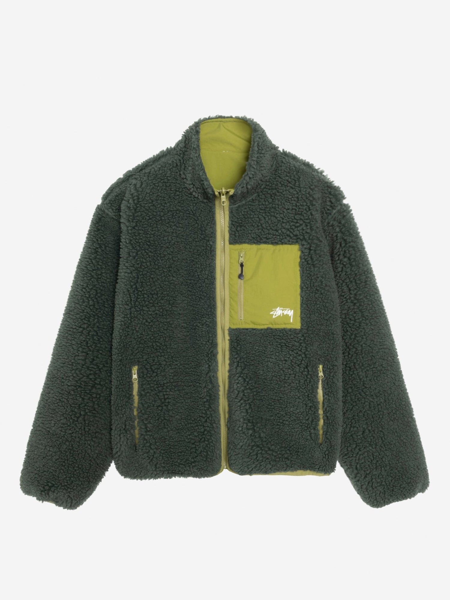 Stussy Sherpa Reversible Jacket - Dark Green – Goodhood