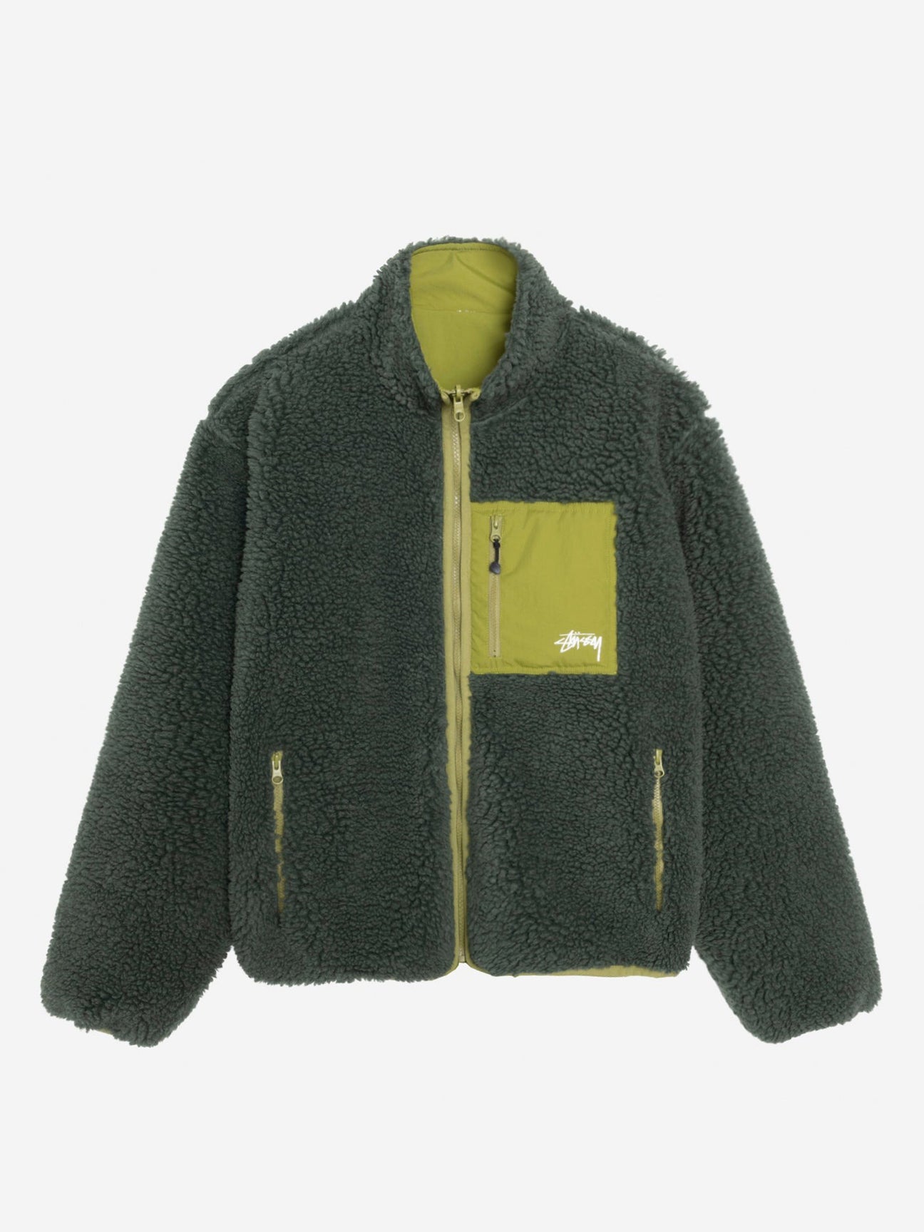 Stussy Sherpa Reversible Jacket - Dark Green – Goodhood