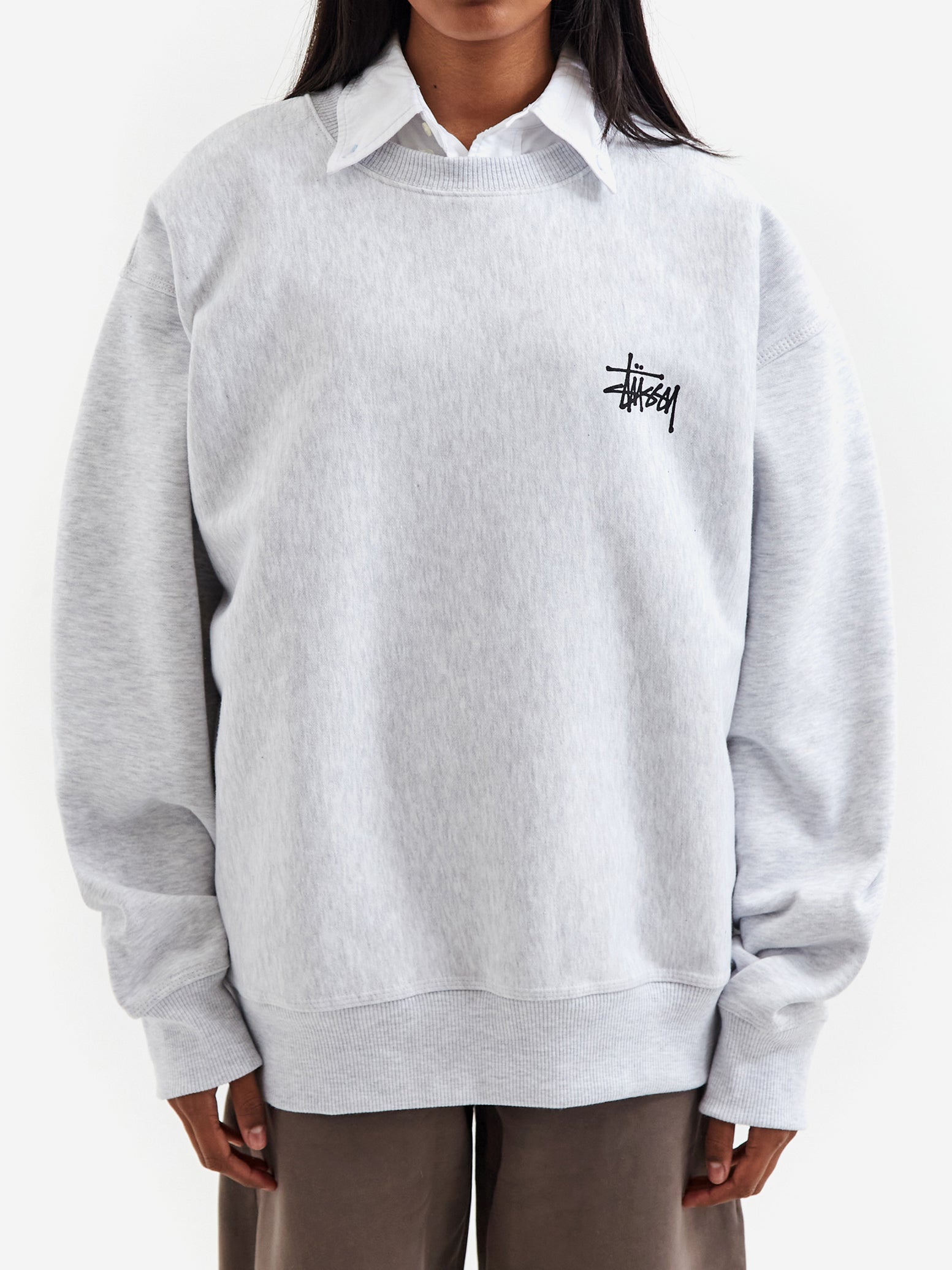 Stussy Basic Stussy Crew - Ash Heather – Goodhood