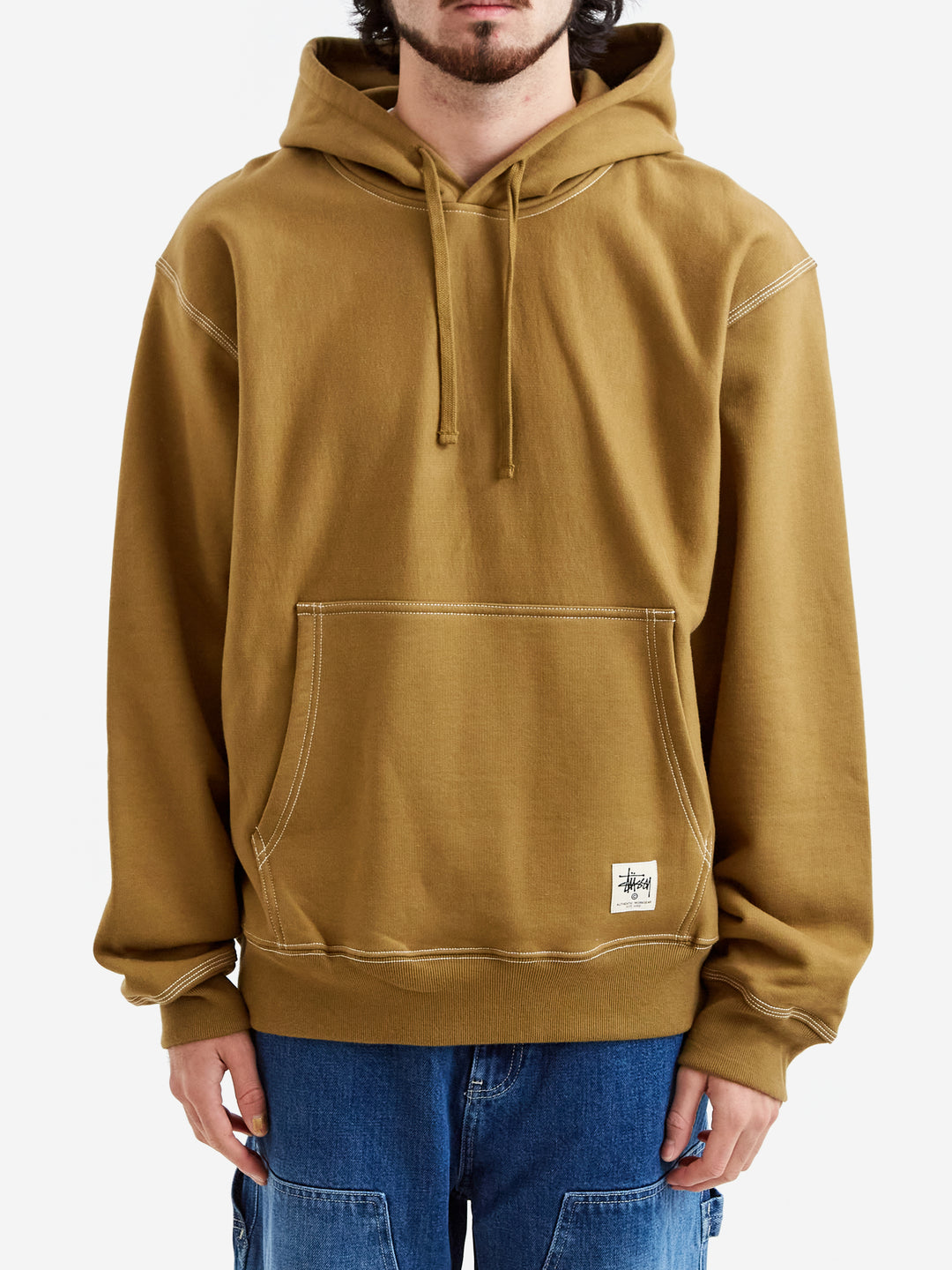 Stussy Contrast Stitch Label Hood - Olive – Goodhood