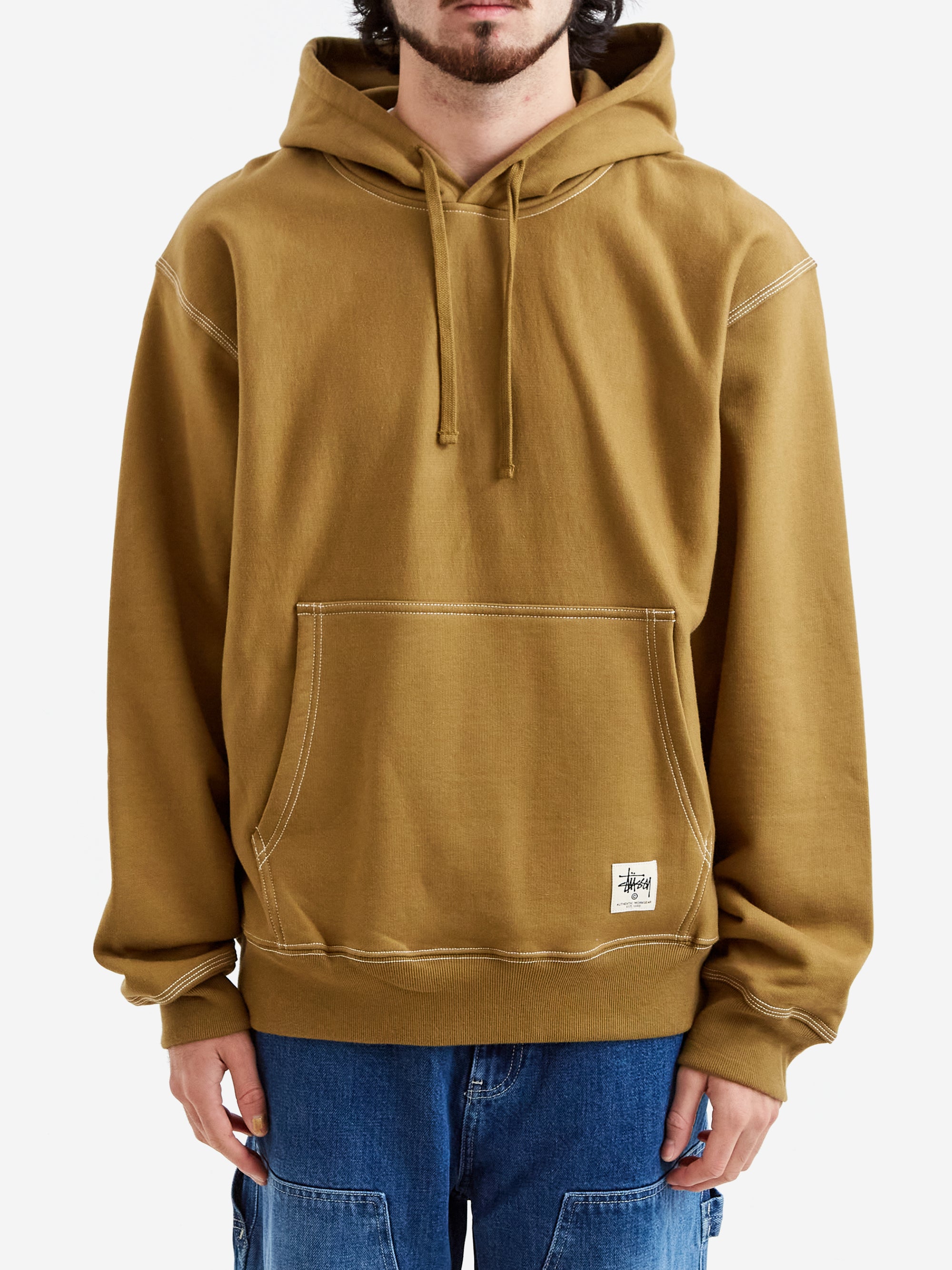 Stussy Contrast Stitch Label Hood - Olive – Goodhood