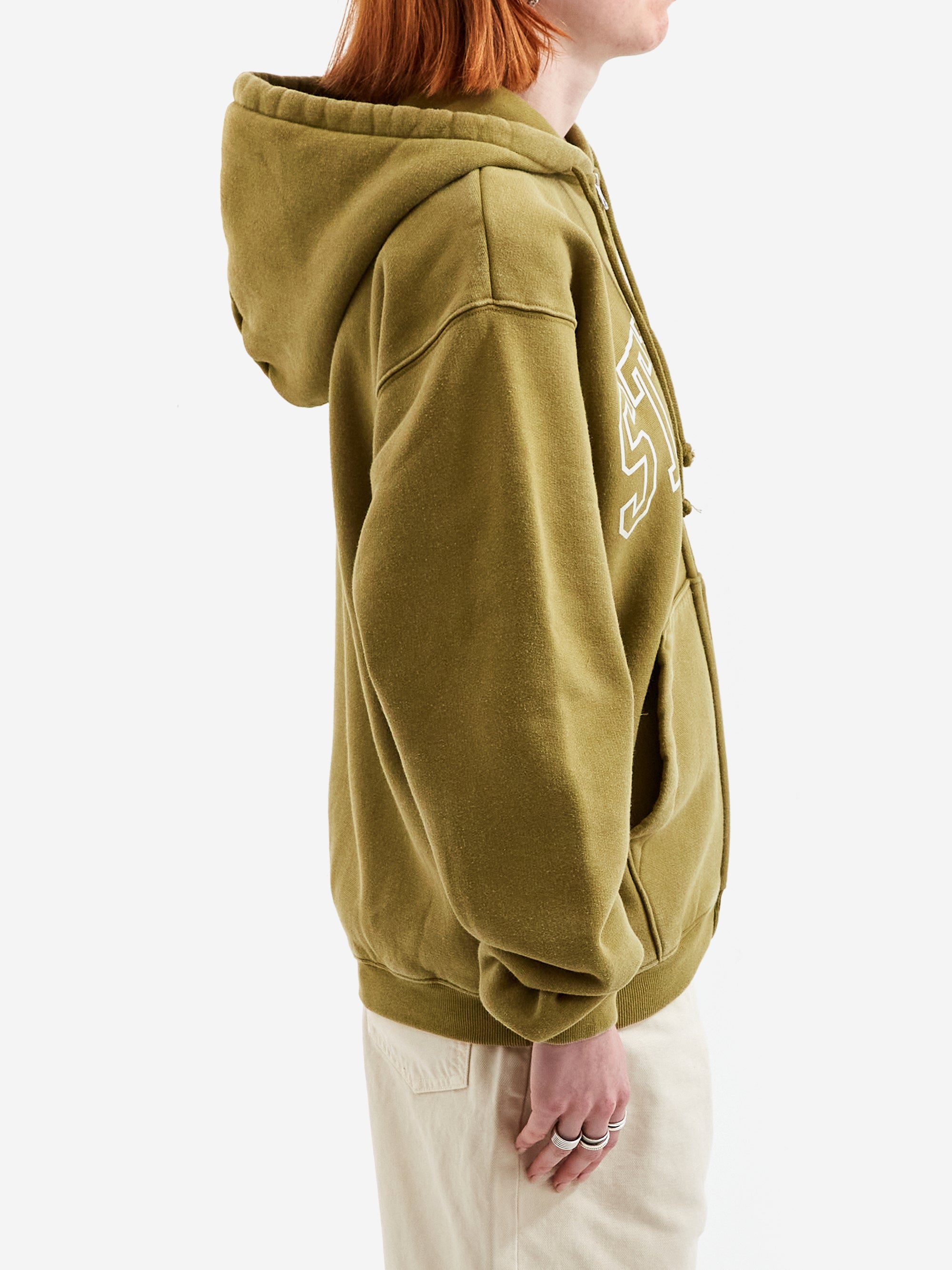 Stussy Outline Zip Hoodie - Olive – Goodhood