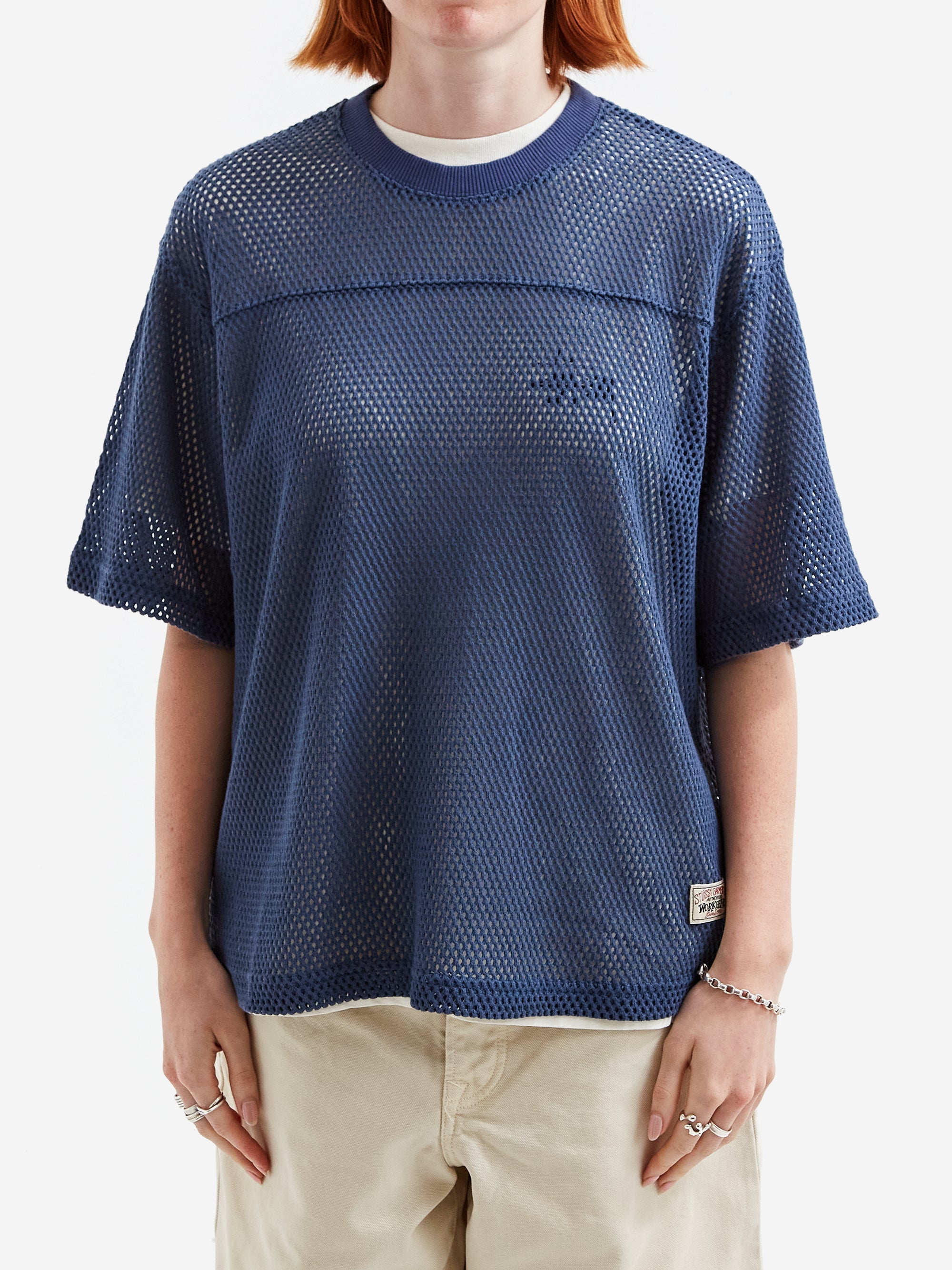Stussy Team Cotton Mesh Top - Navy – Goodhood