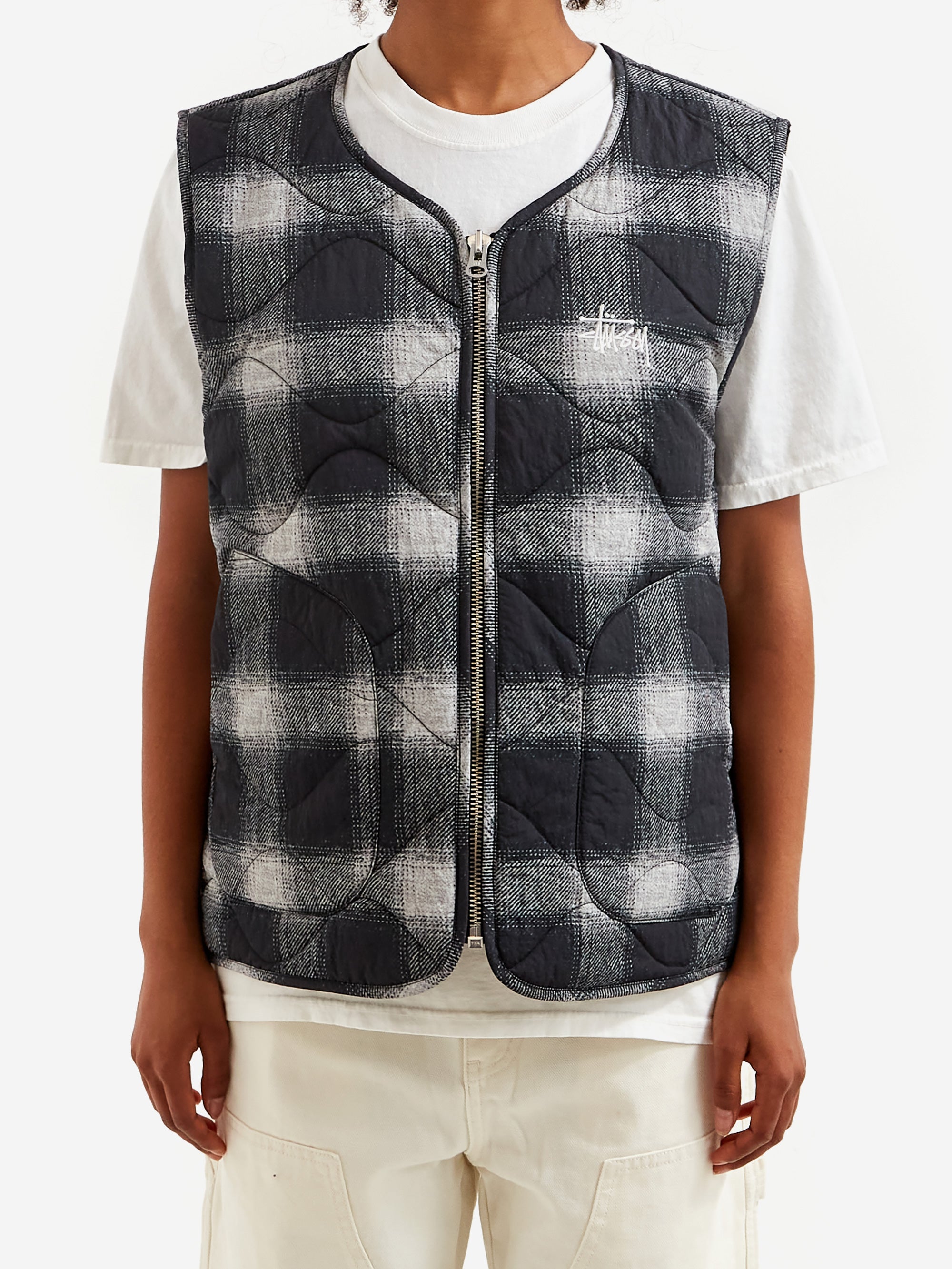 Stussy Plaid Nylon Liner Vest W - Black – Goodhood