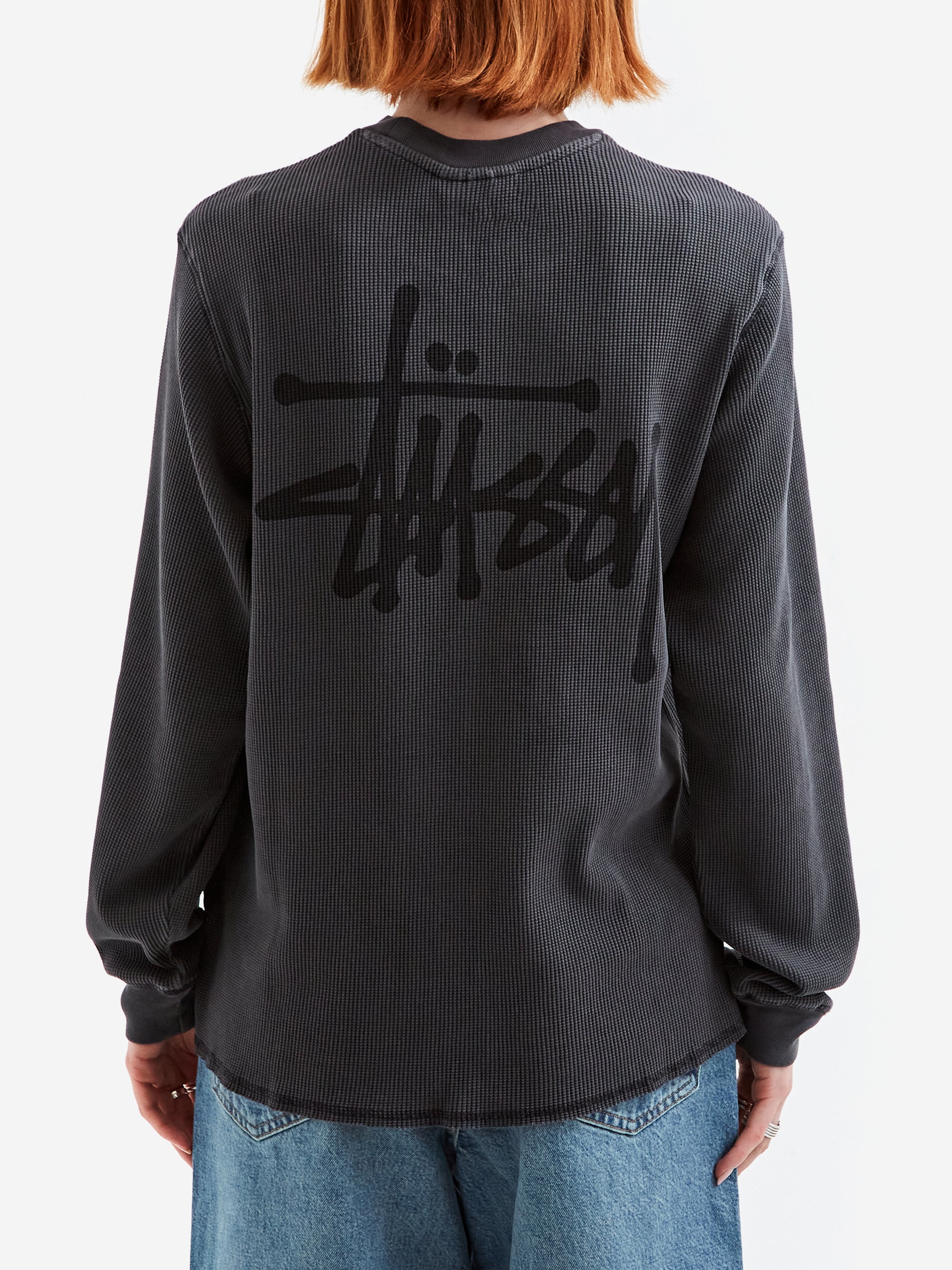 Stussy Basic Stock Long Sleeve Thermal - Washed Black – Goodhood