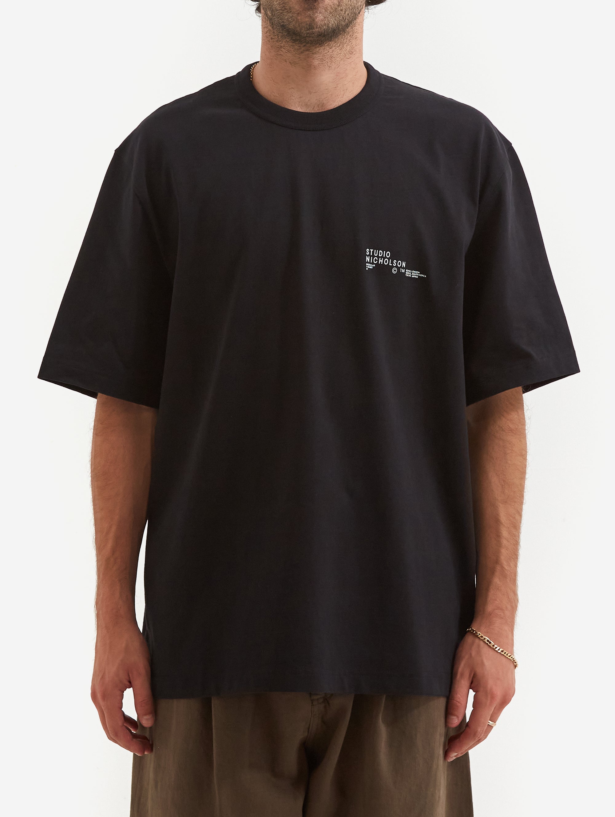 Studio Nicholson Module Logo Box Fit T-Shirt - Black – Goodhood