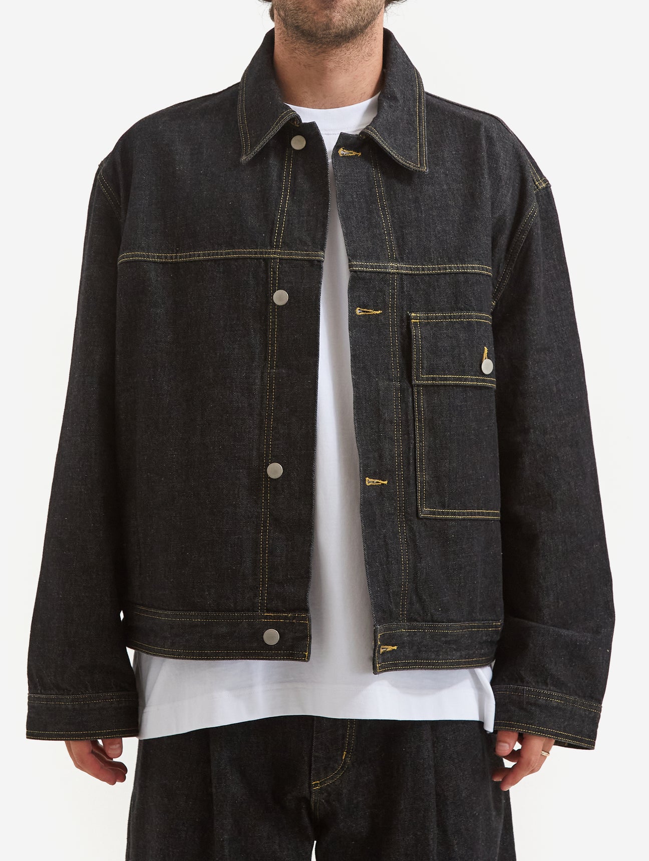 Studio Nicholson Petar Patch Pocket Denim Jacket - Black – Goodhood