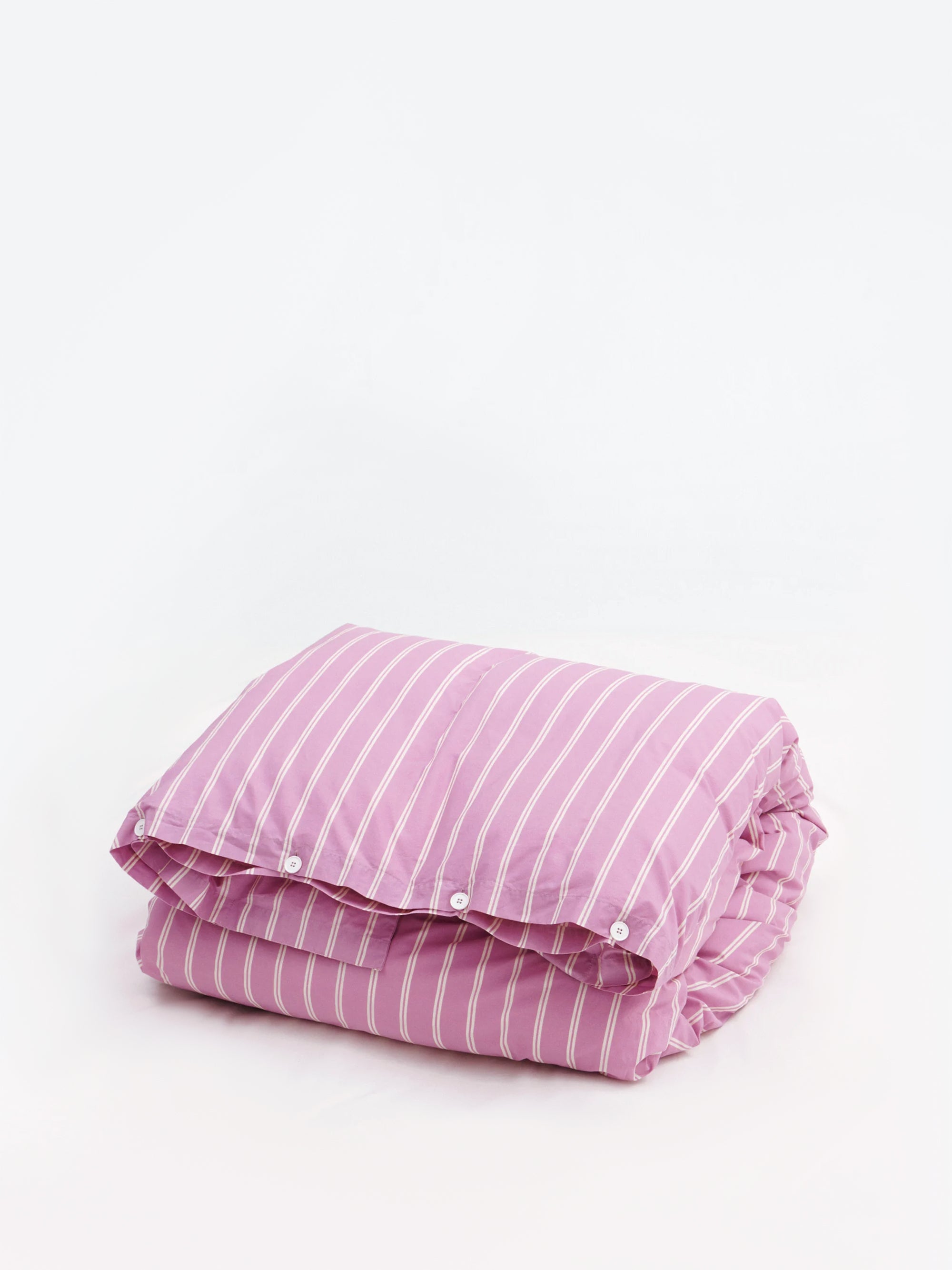 TEKLA Percale King Duvet Cover 220cm x 220cm - Mallow Pink Stripes ...