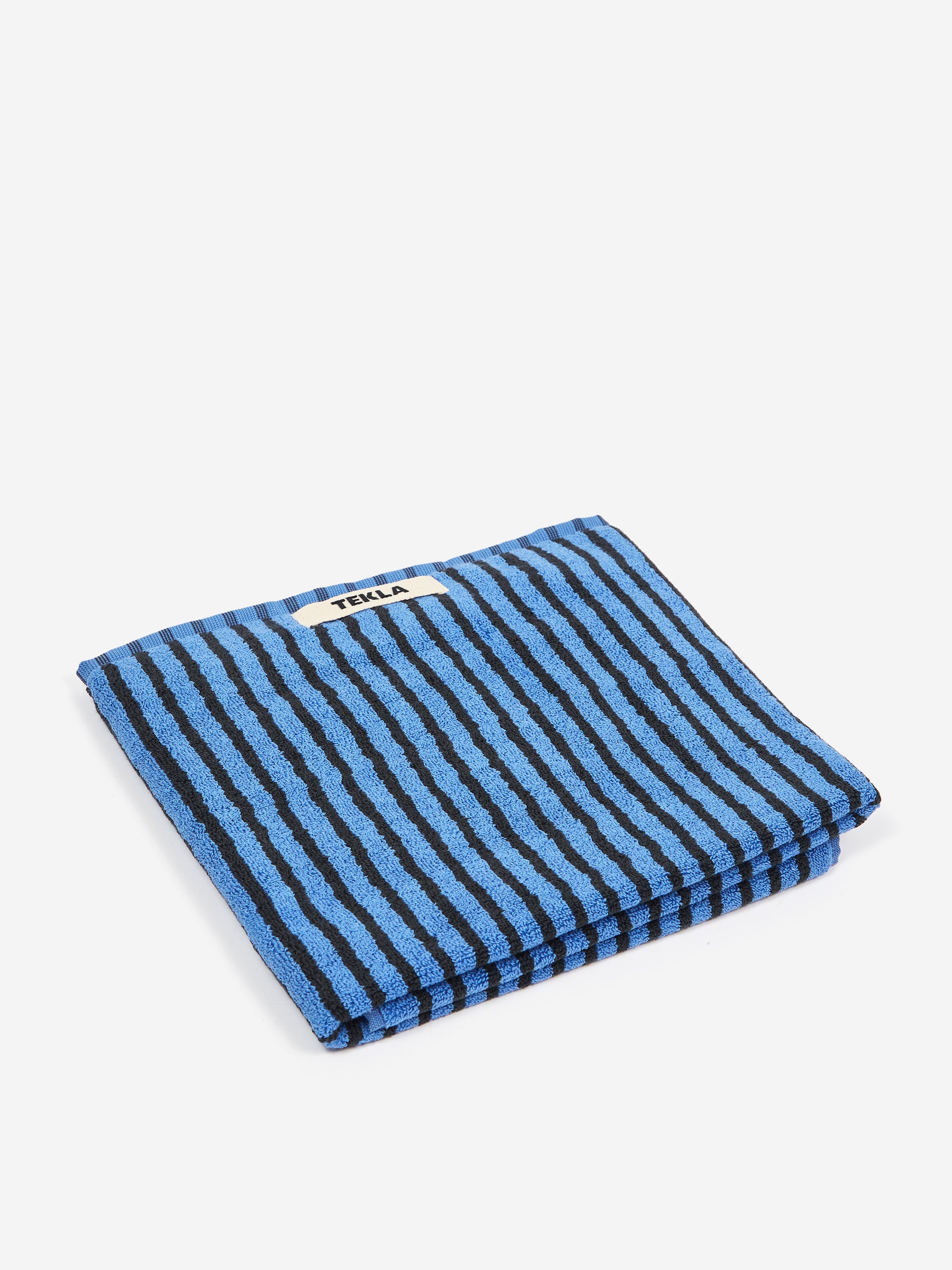 TEKLA Striped Hand Towel - Blue & Black Stripes – Goodhood
