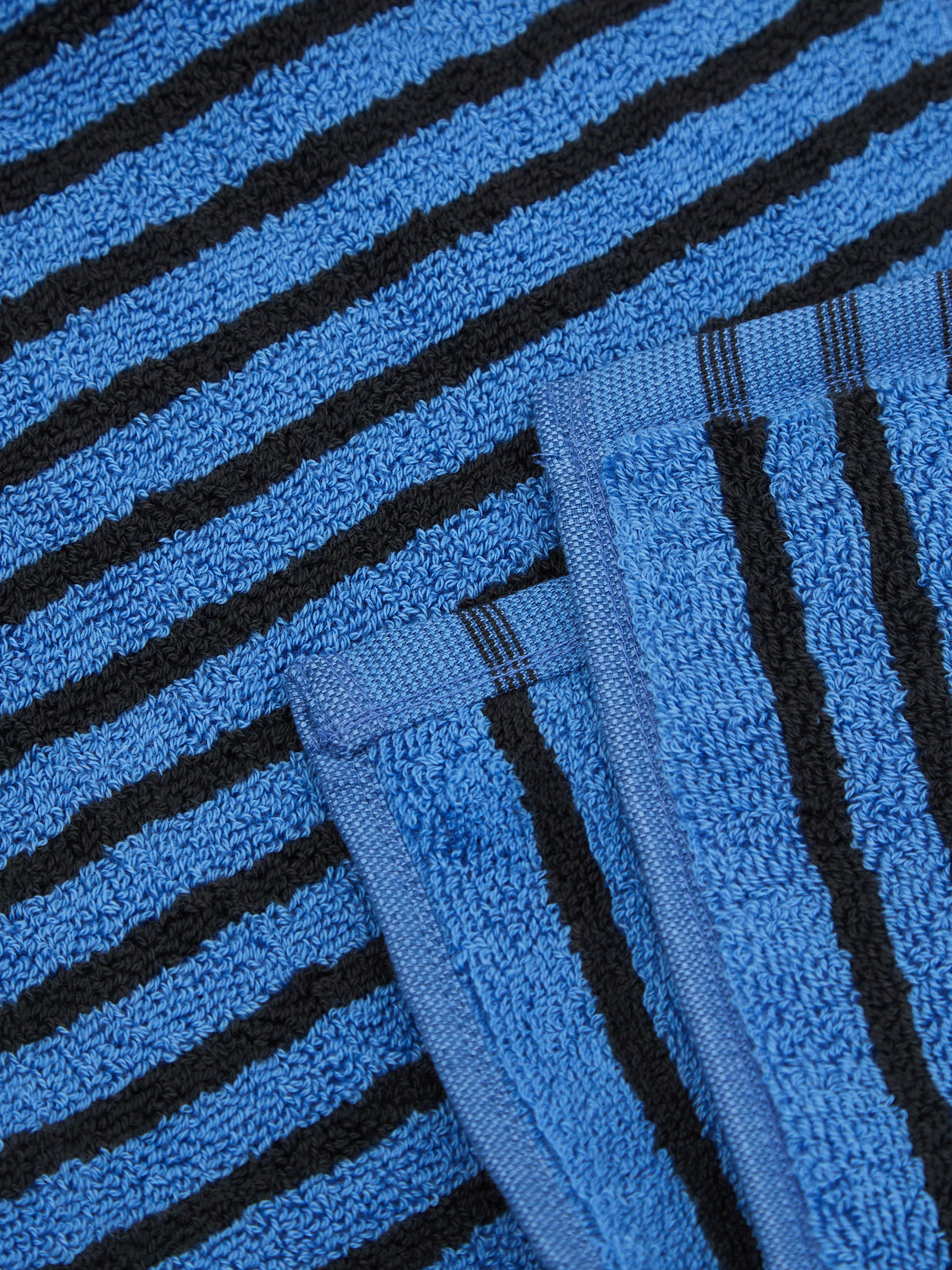 TEKLA Striped Hand Towel - Blue & Black Stripes – Goodhood