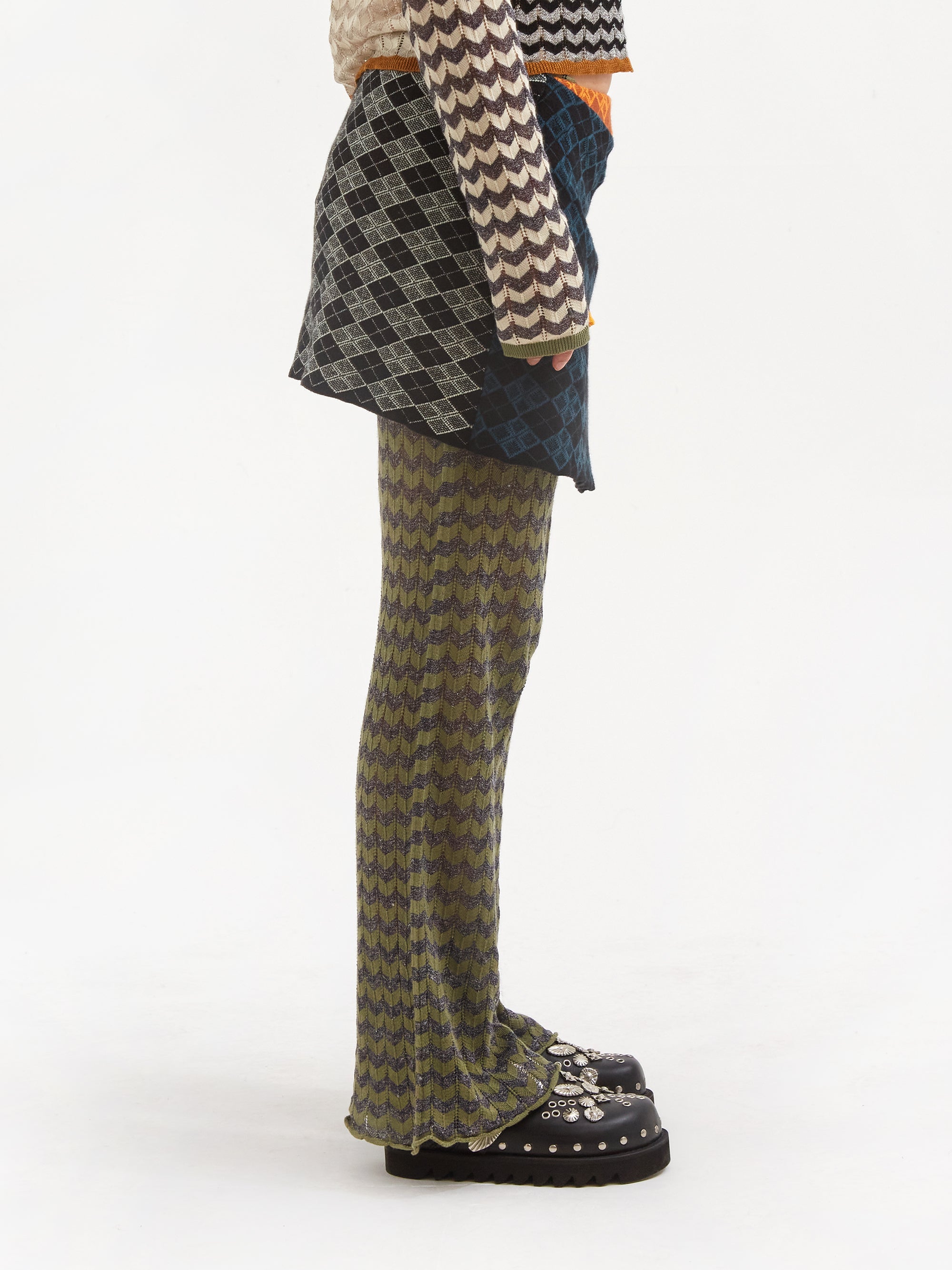 Yan Yan Knits Argyle Wrap Mini Skirt - Navy/Orange Multi – Goodhood