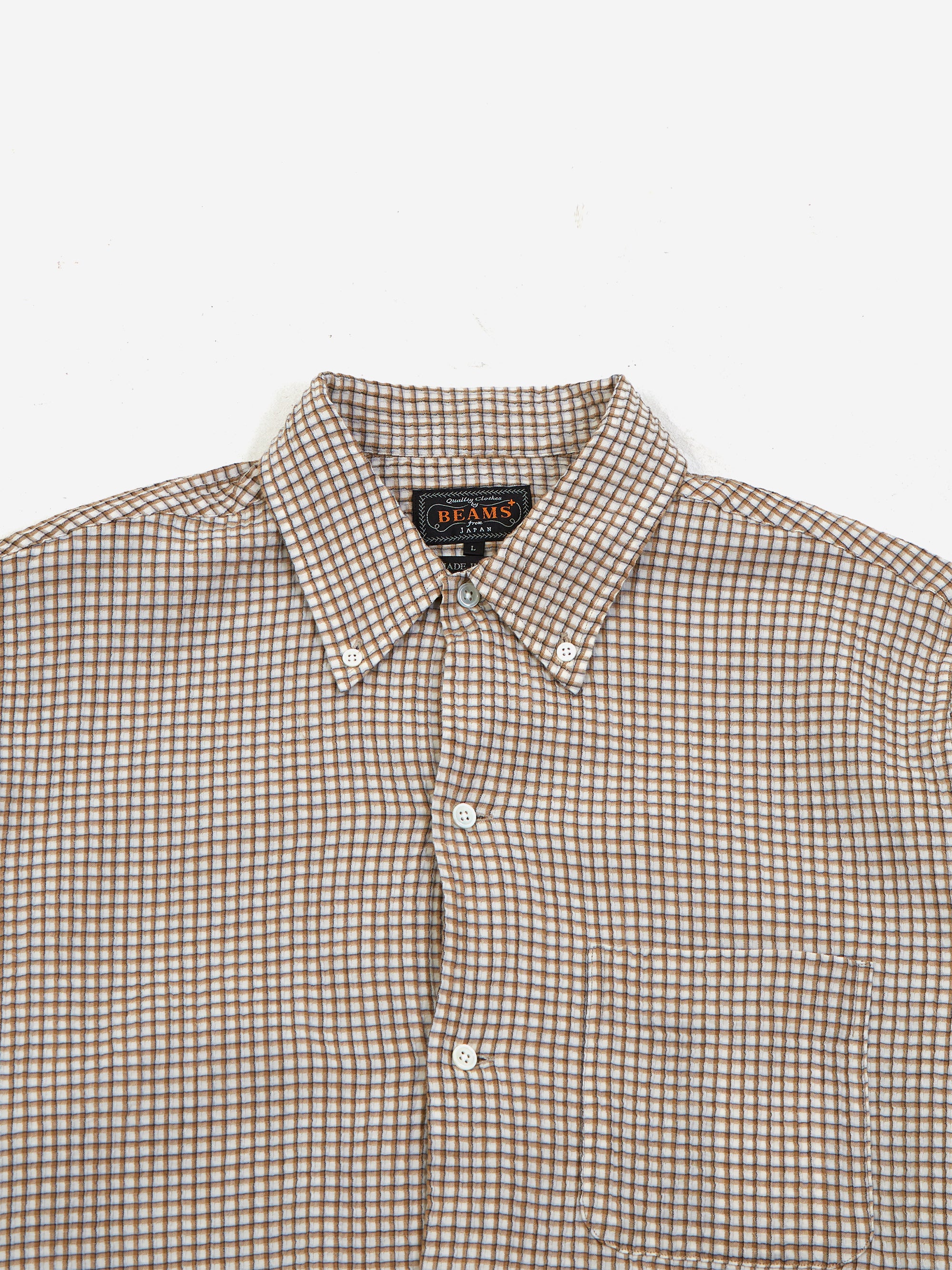 Beams Plus Open B.D. Plaid - Beige – Goodhood