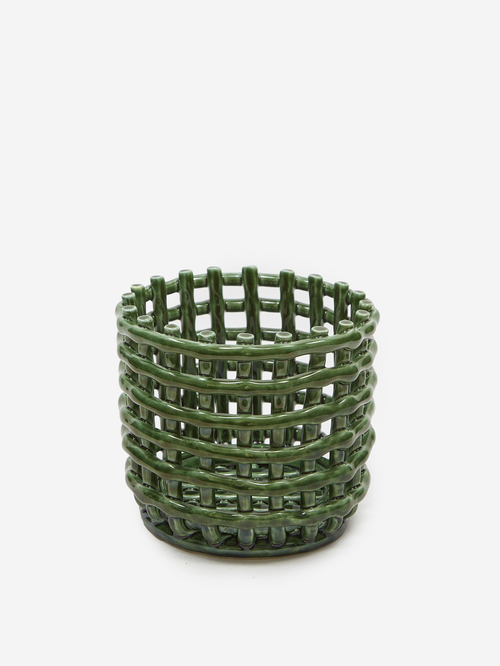 ferm LIVING Ceramic Basket - Small - Emerald Green – Goodhood