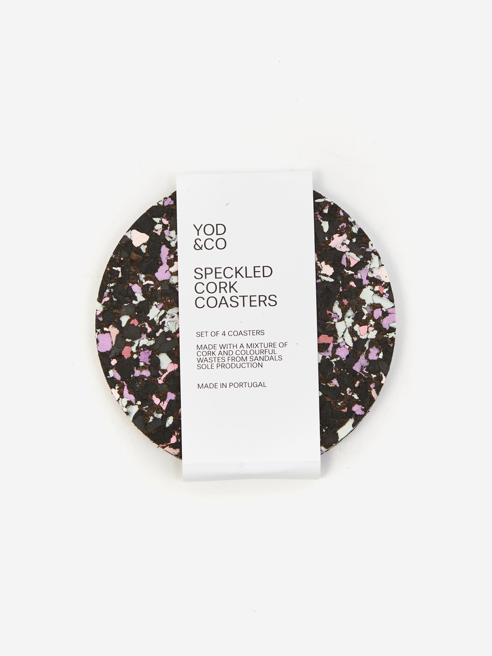Yod and Co Speckled Cork Set of 4 Drink Coaster - Black/Purple – Goodhood