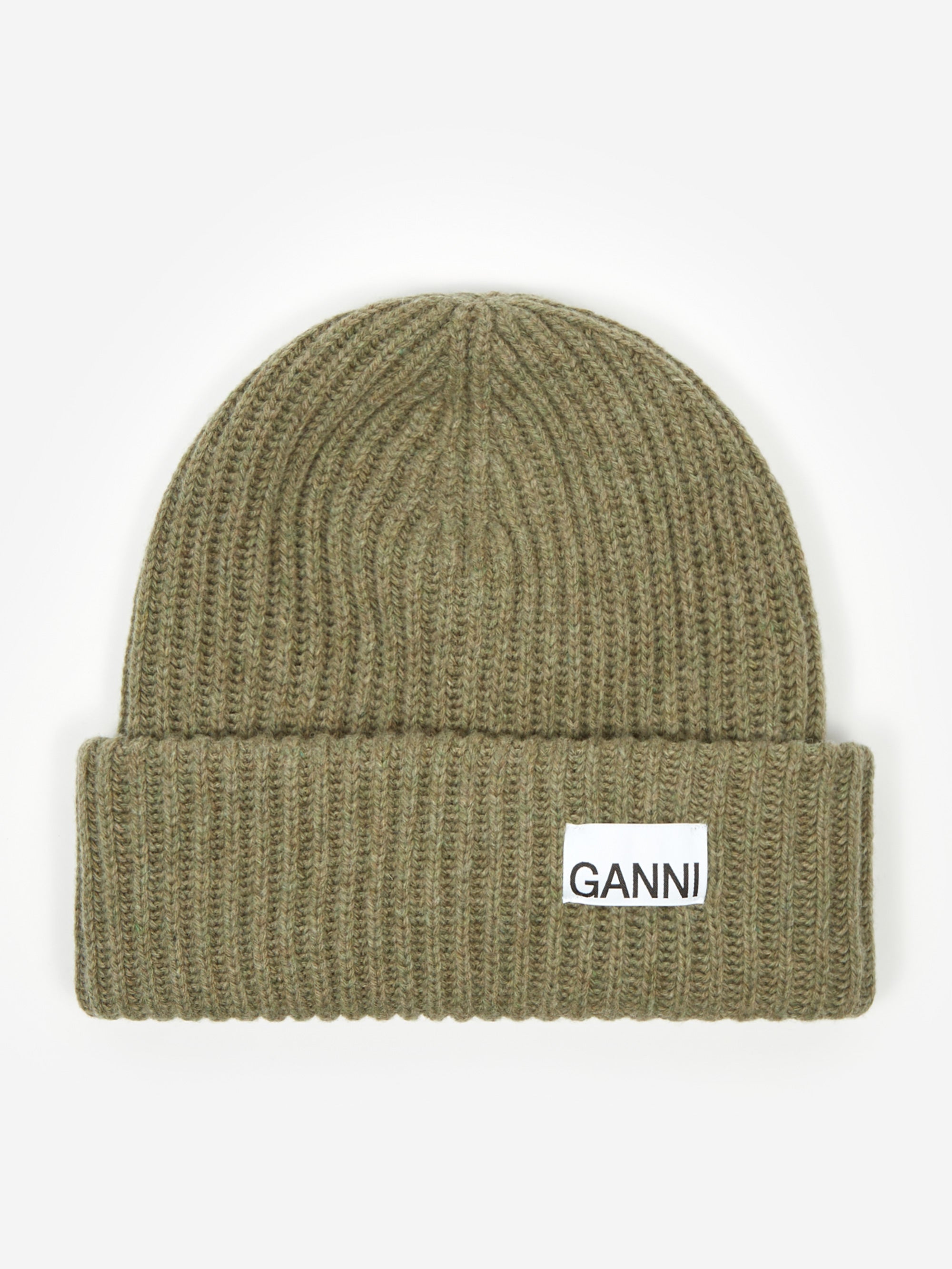 Ganni Structured Rib Beanie - Dusty Olive – Goodhood