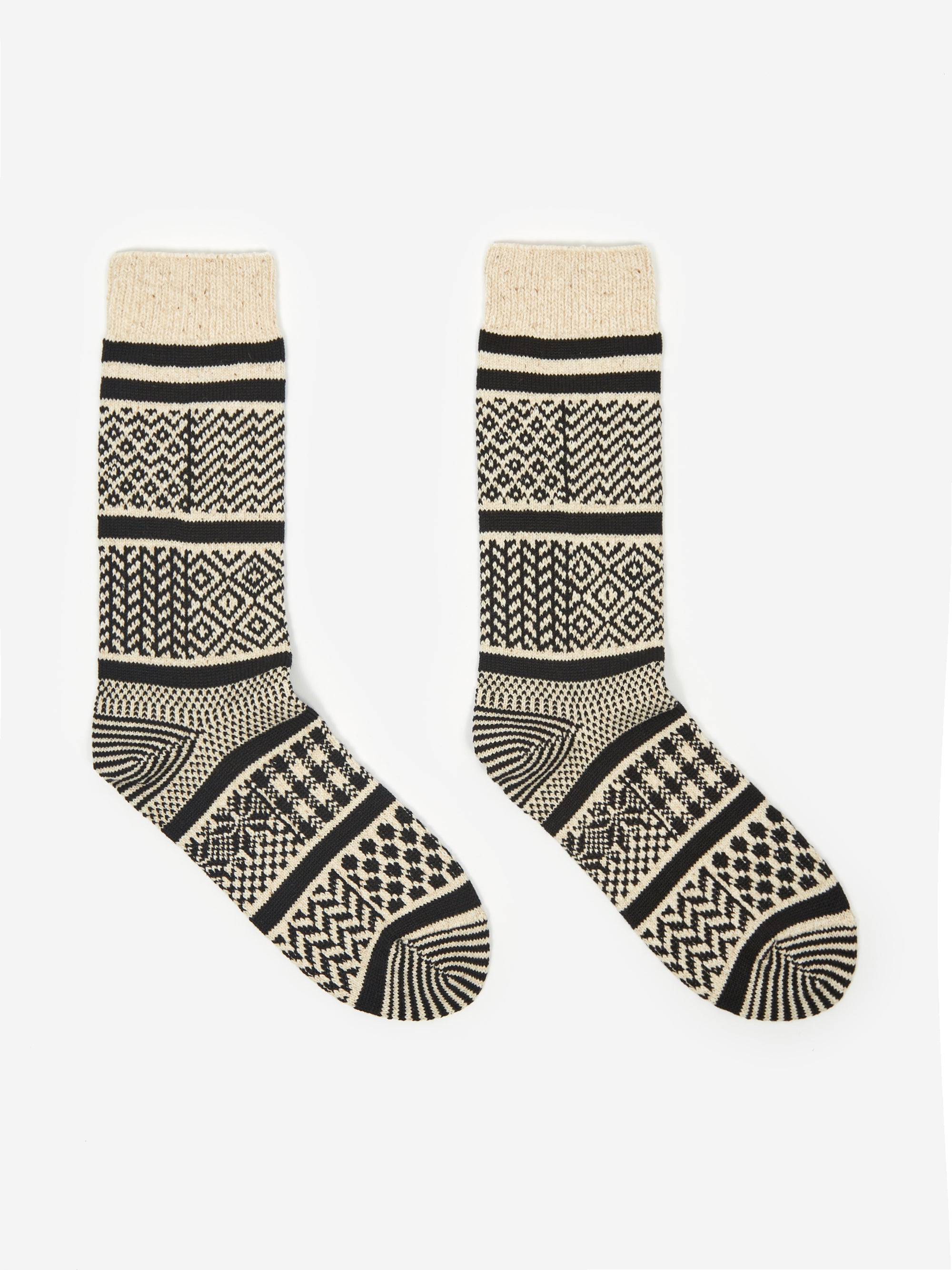 RoToTo R1337 Crew Sock W - Ivory/Black – Goodhood