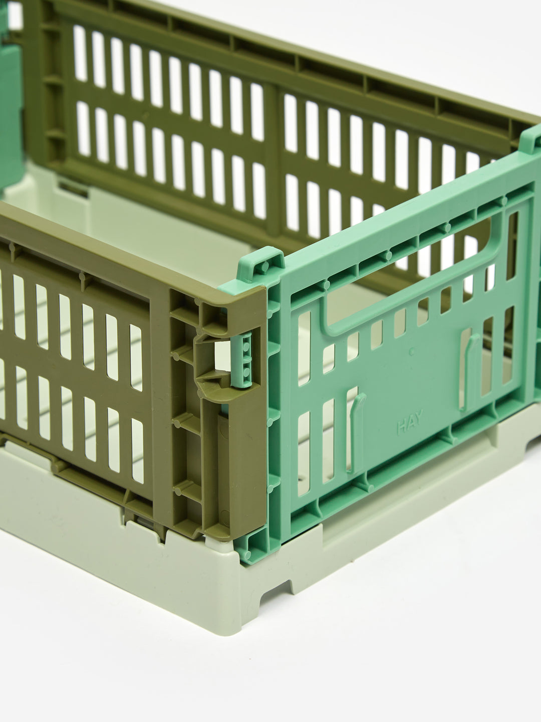 HAY Recycled Colour Crate Mix - Small - Olive/Dark Mint – Goodhood