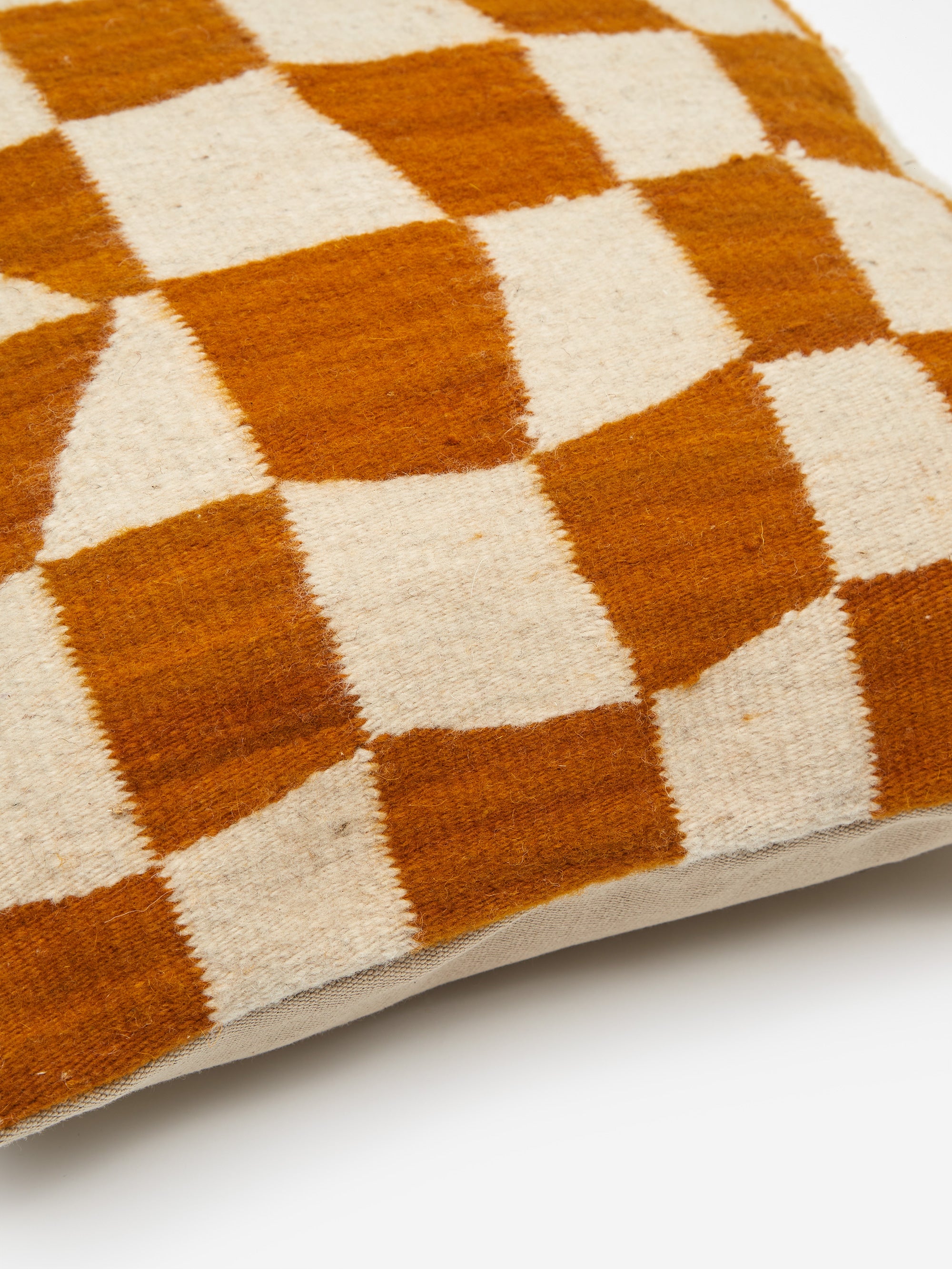 General Admission Las Damas Checkerboard Wool Cushion Cover - Brown ...