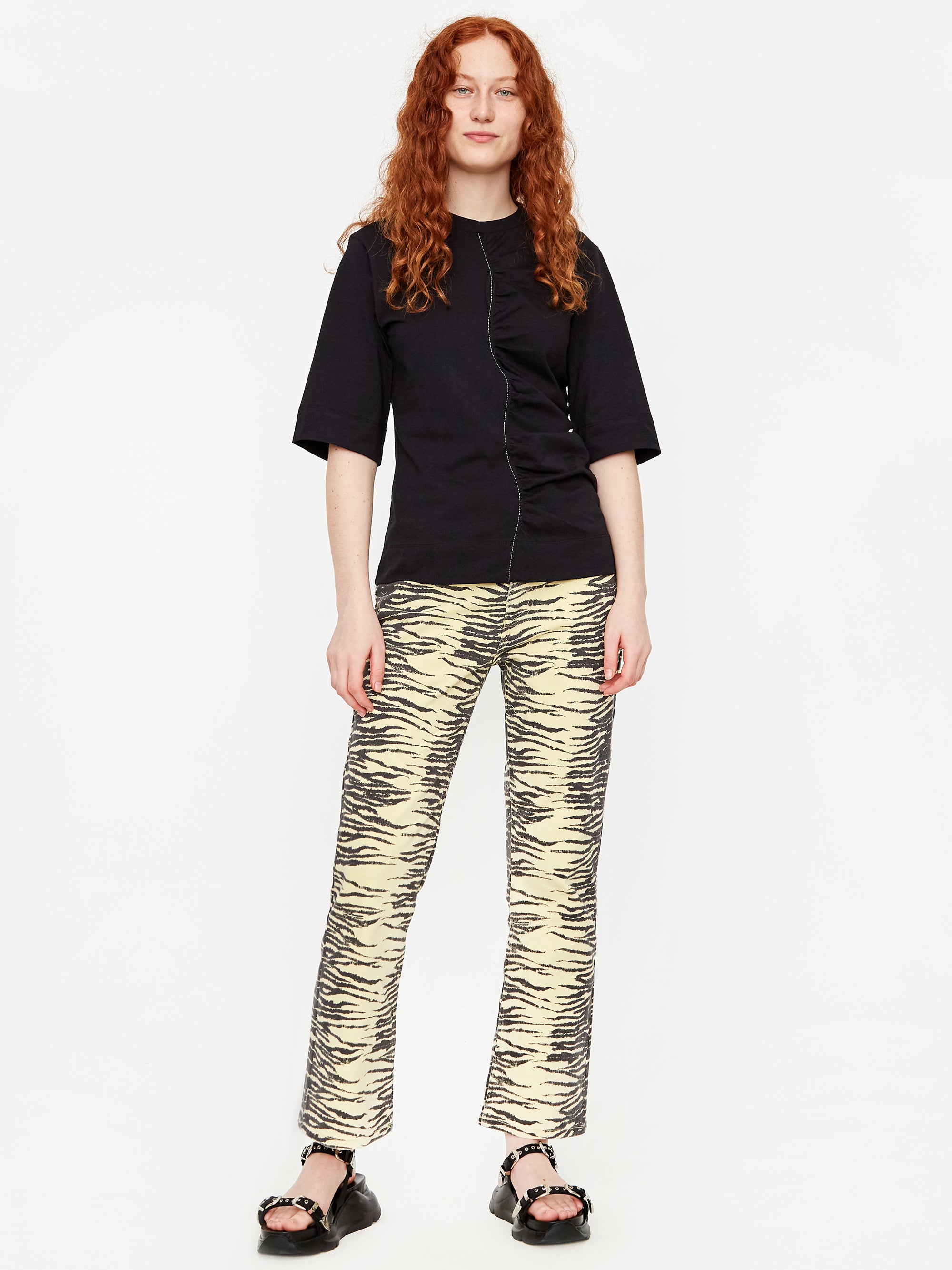 Ganni Print Denim Jean - Pale Banana | Goodhood