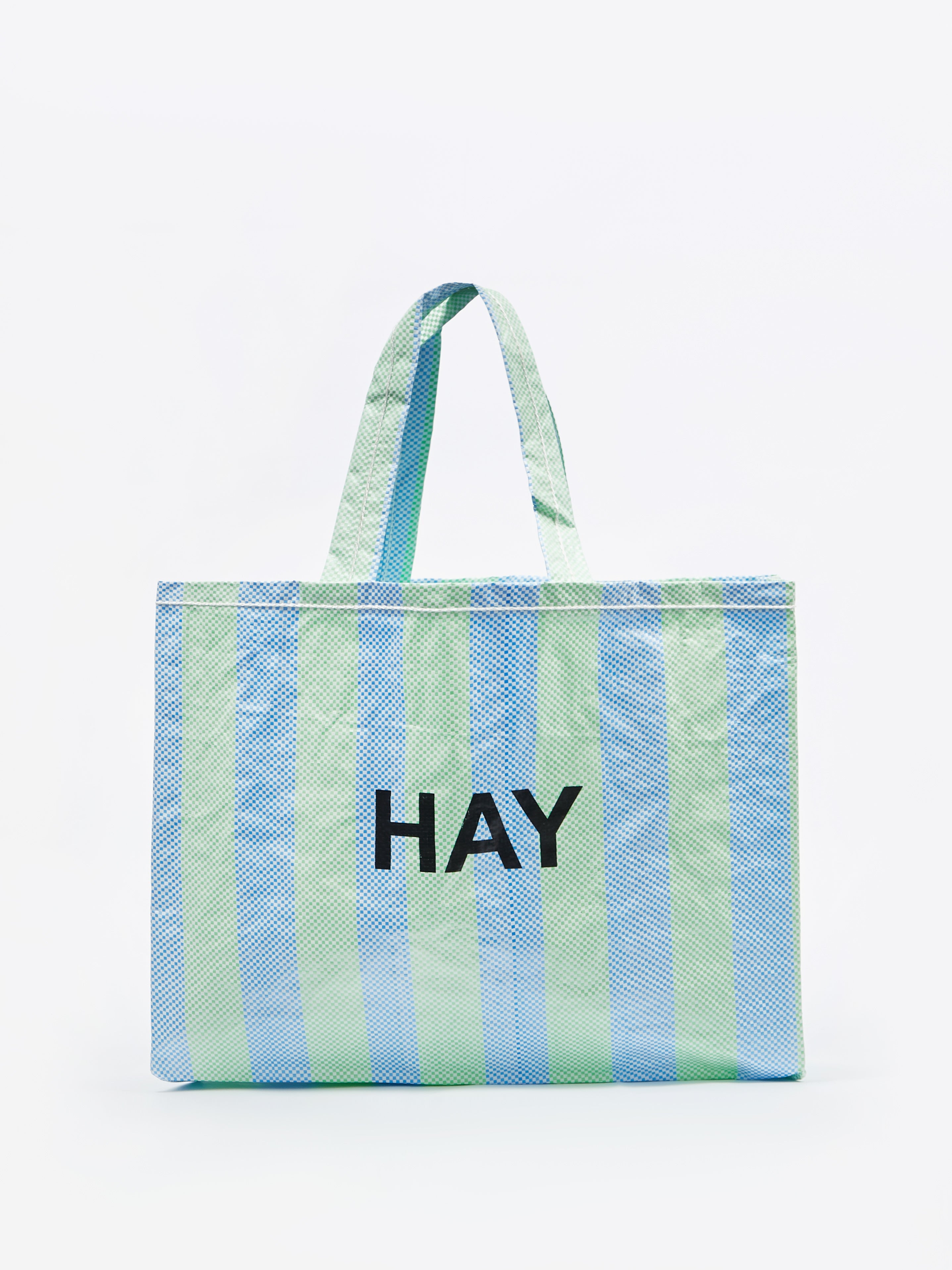 HAY Recycled Candy Stripe Shopper Medium - Blue | Goodhood