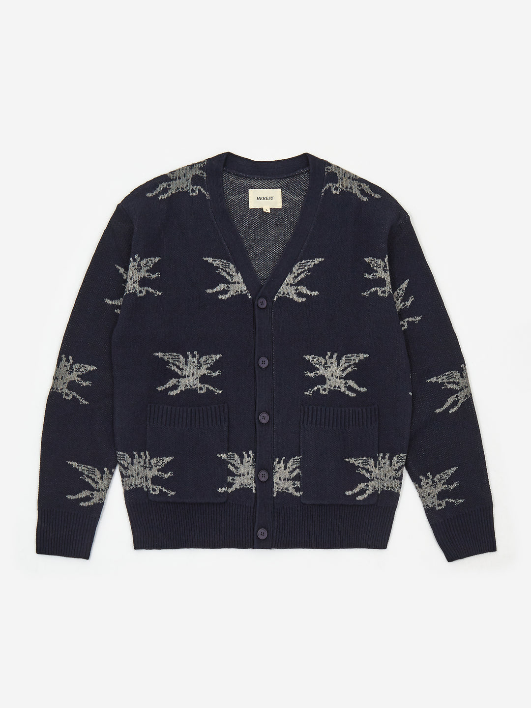 Heresy Demon Cardigan - Navy/Grey | Goodhood