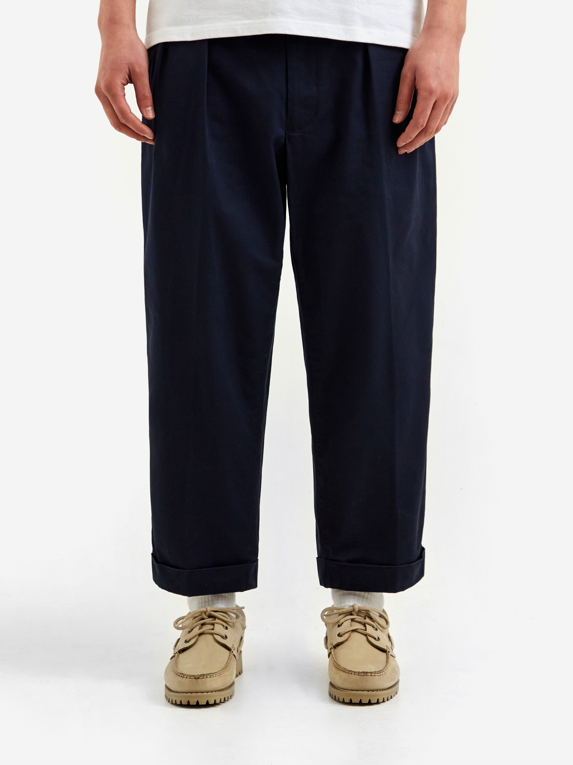 Beams Plus 2Pleats Twill Trouser - Navy – Goodhood