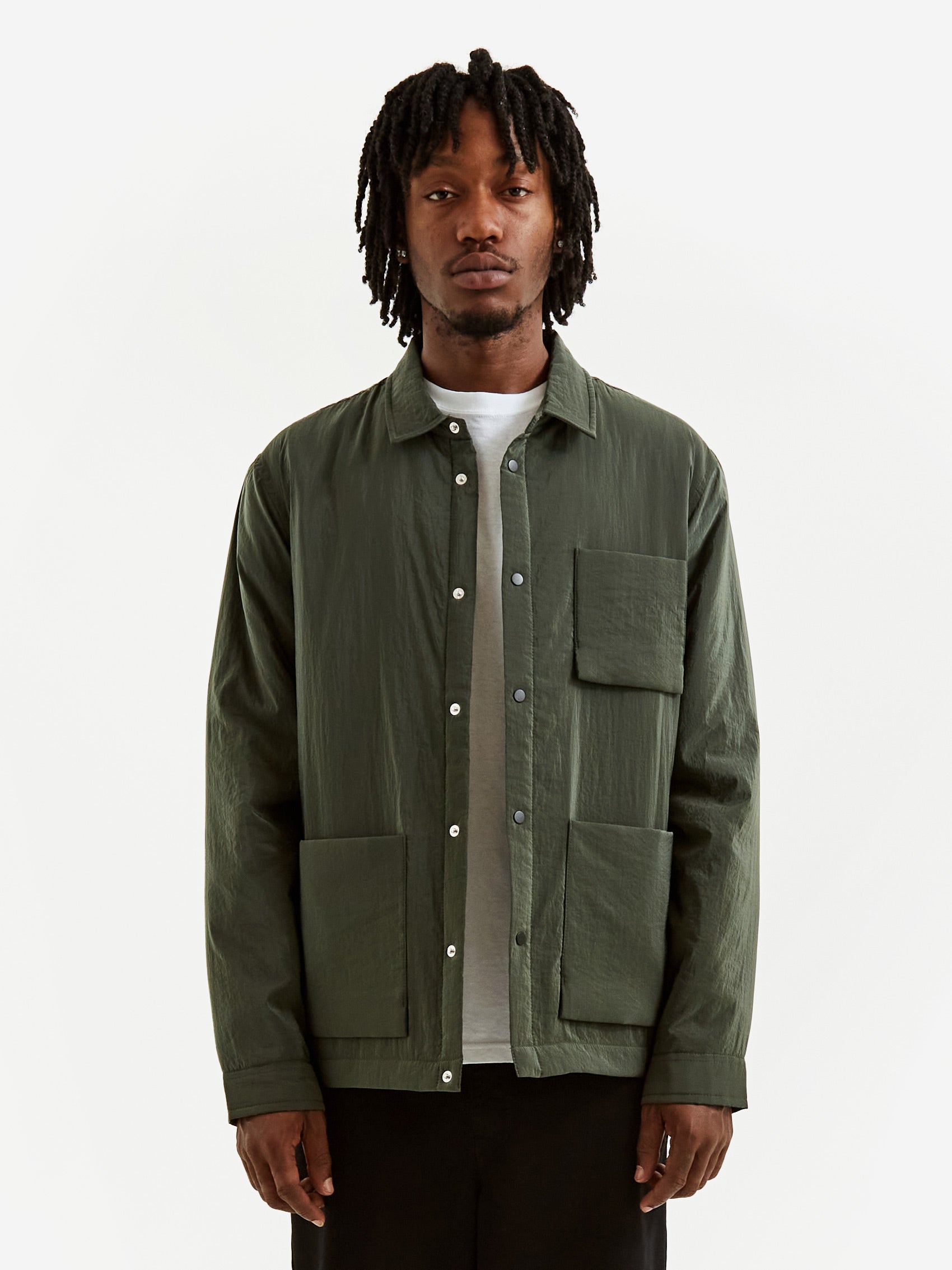 Folk Wadded Assembly Jacket - Olive Nylon Texture – Goodhood