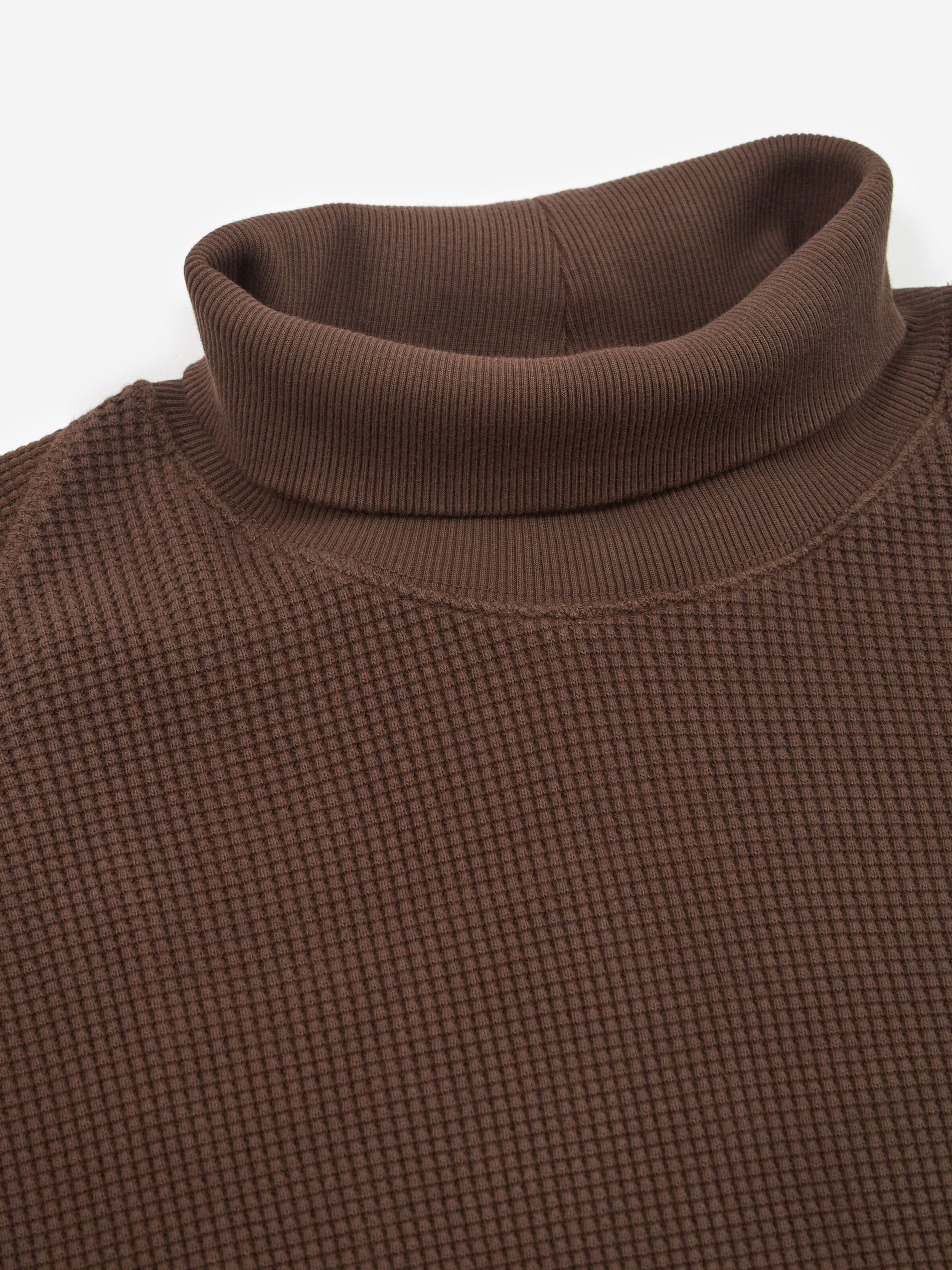 Nicholas Daley Waffle Roll Neck - Chocolate Brown – Goodhood