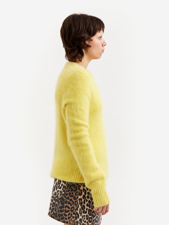 Ganni Brushed Alpaca O Neck Jumper - Blazing Yellow – Goodhood