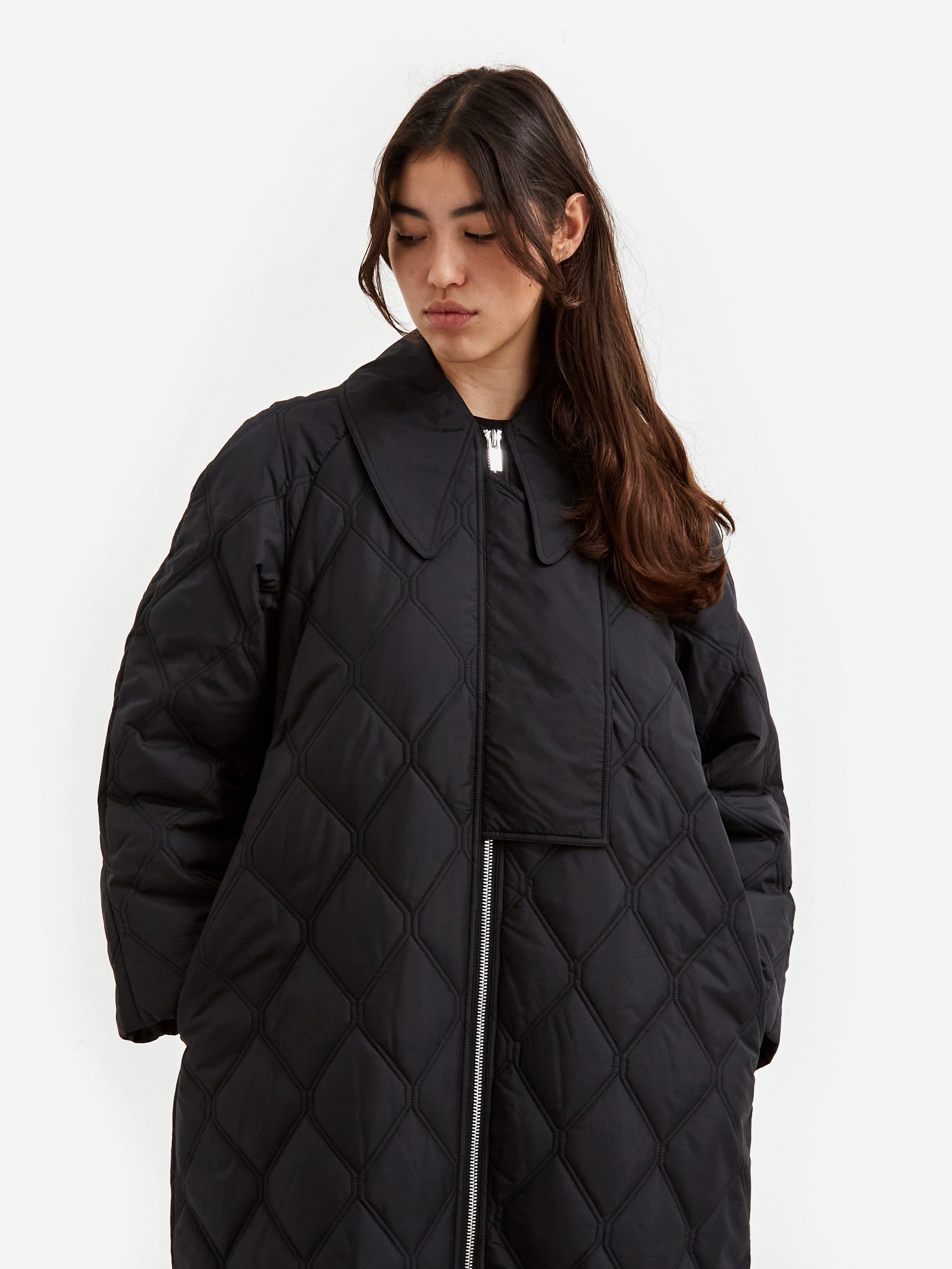 Ganni Ripstop Quilt Coat - Black – Goodhood