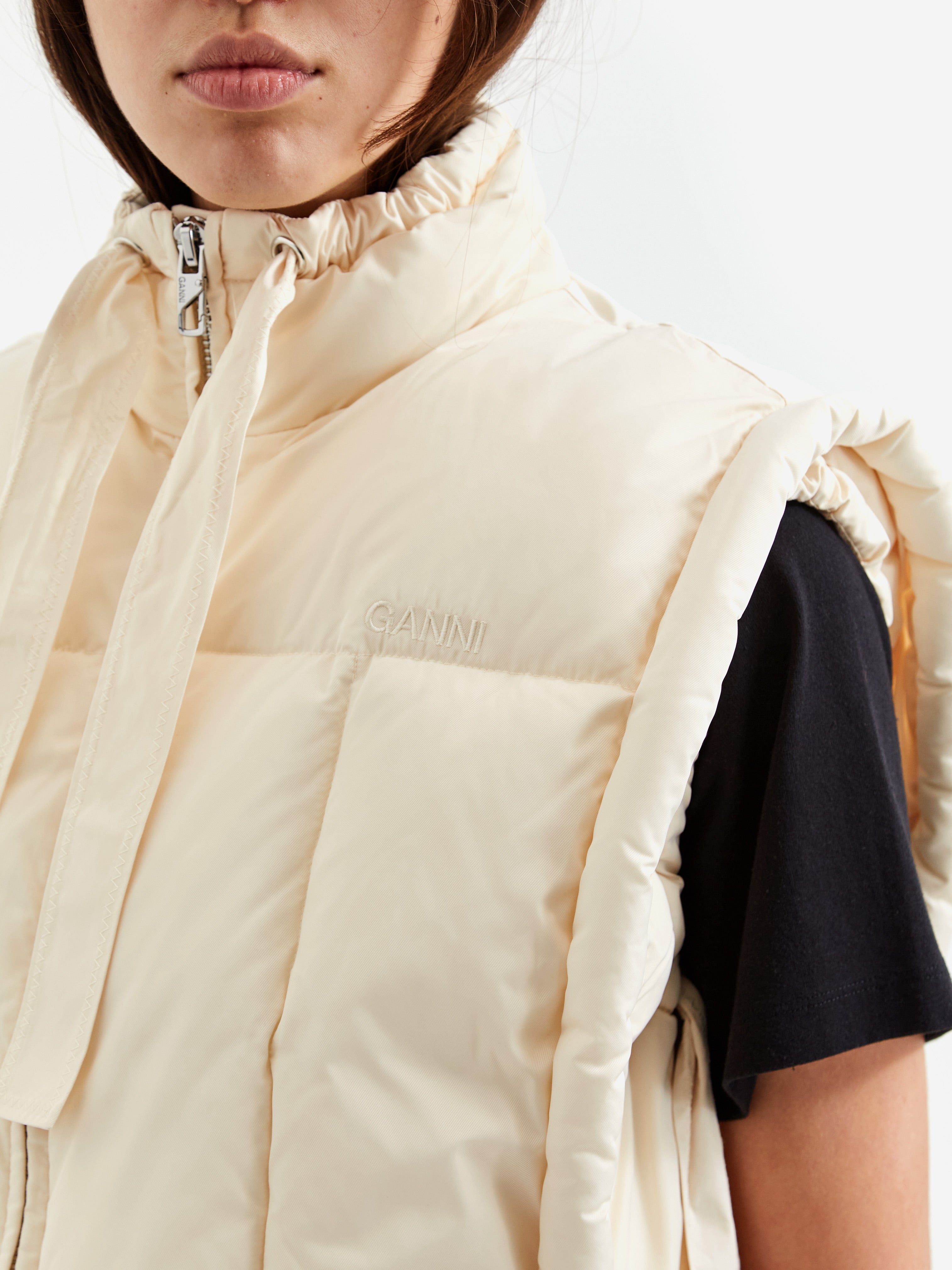 Ganni Shiny Puff Oversized Vest - Buttercream – Goodhood