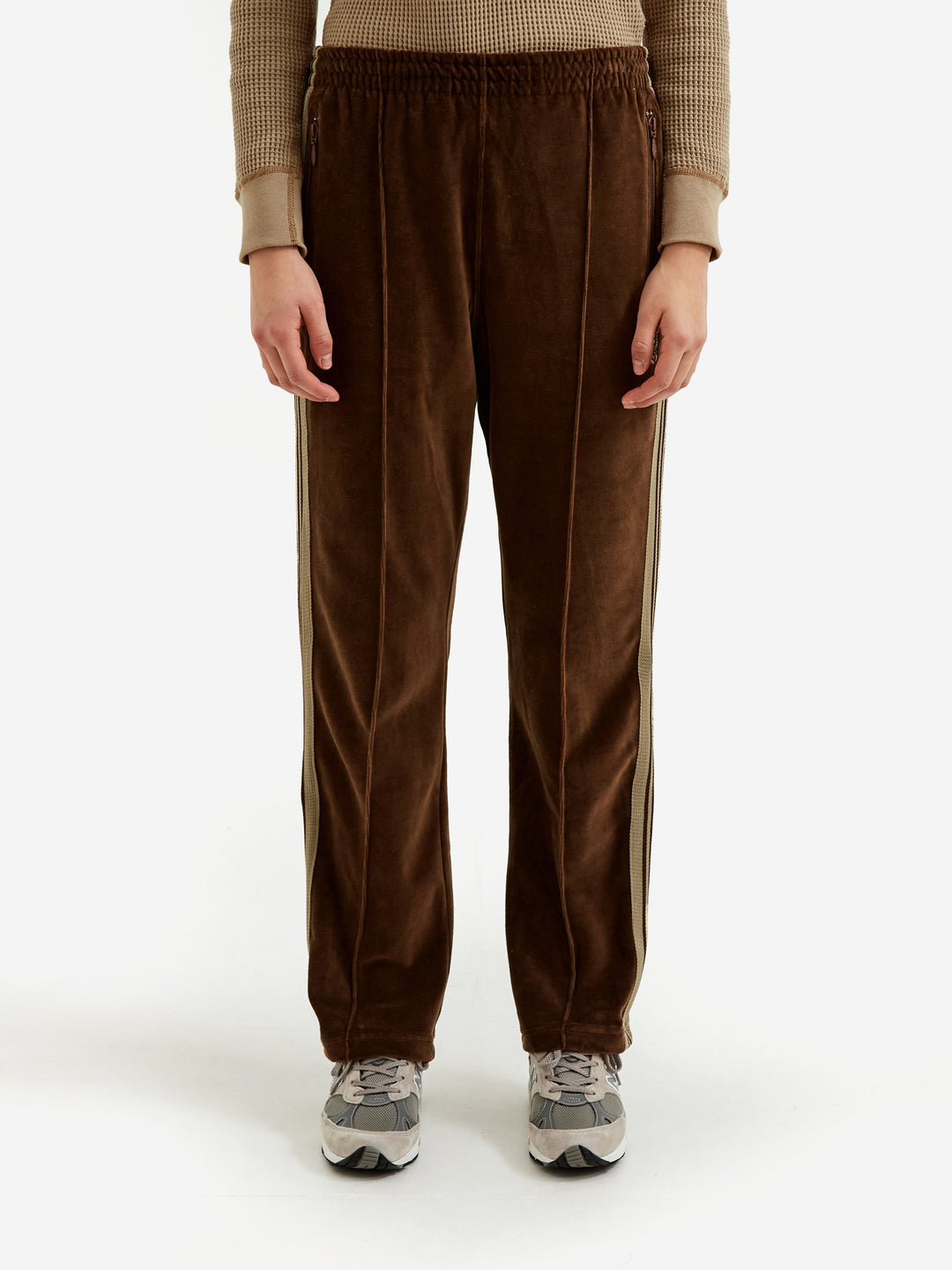 Needles Narrow Track Pant W - (C/Pe Velour) Brown – Goodhood