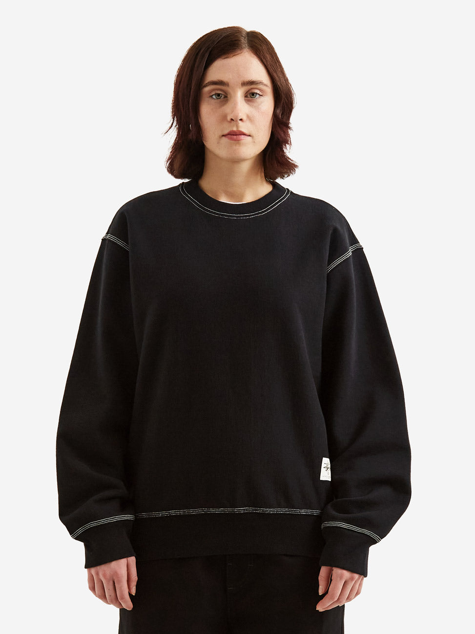 Stussy Contrast Stitch Label Crew - Black – Goodhood