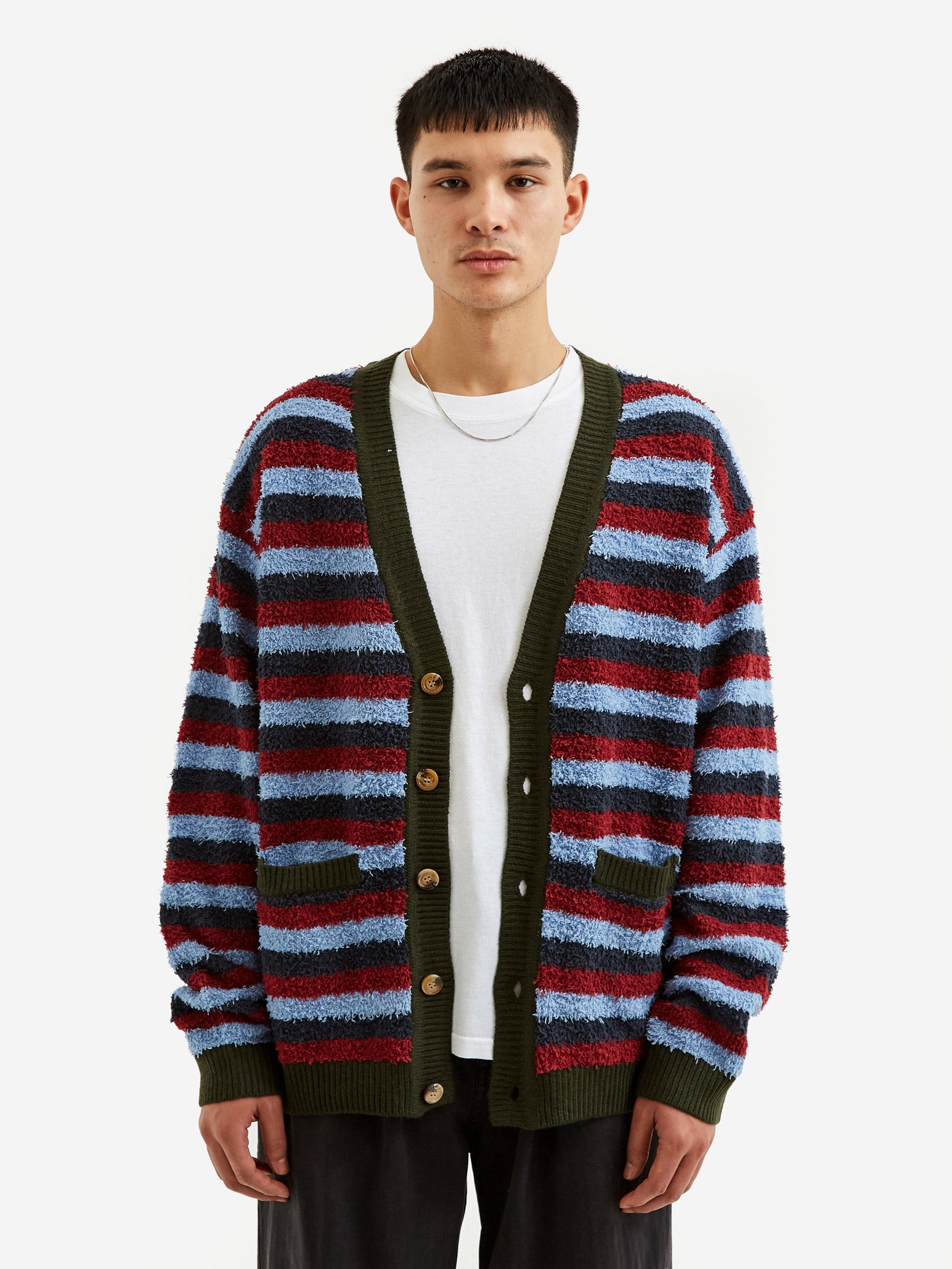 Brain Dead Teddy Fur Striped Cardigan - Blue Multi – Goodhood