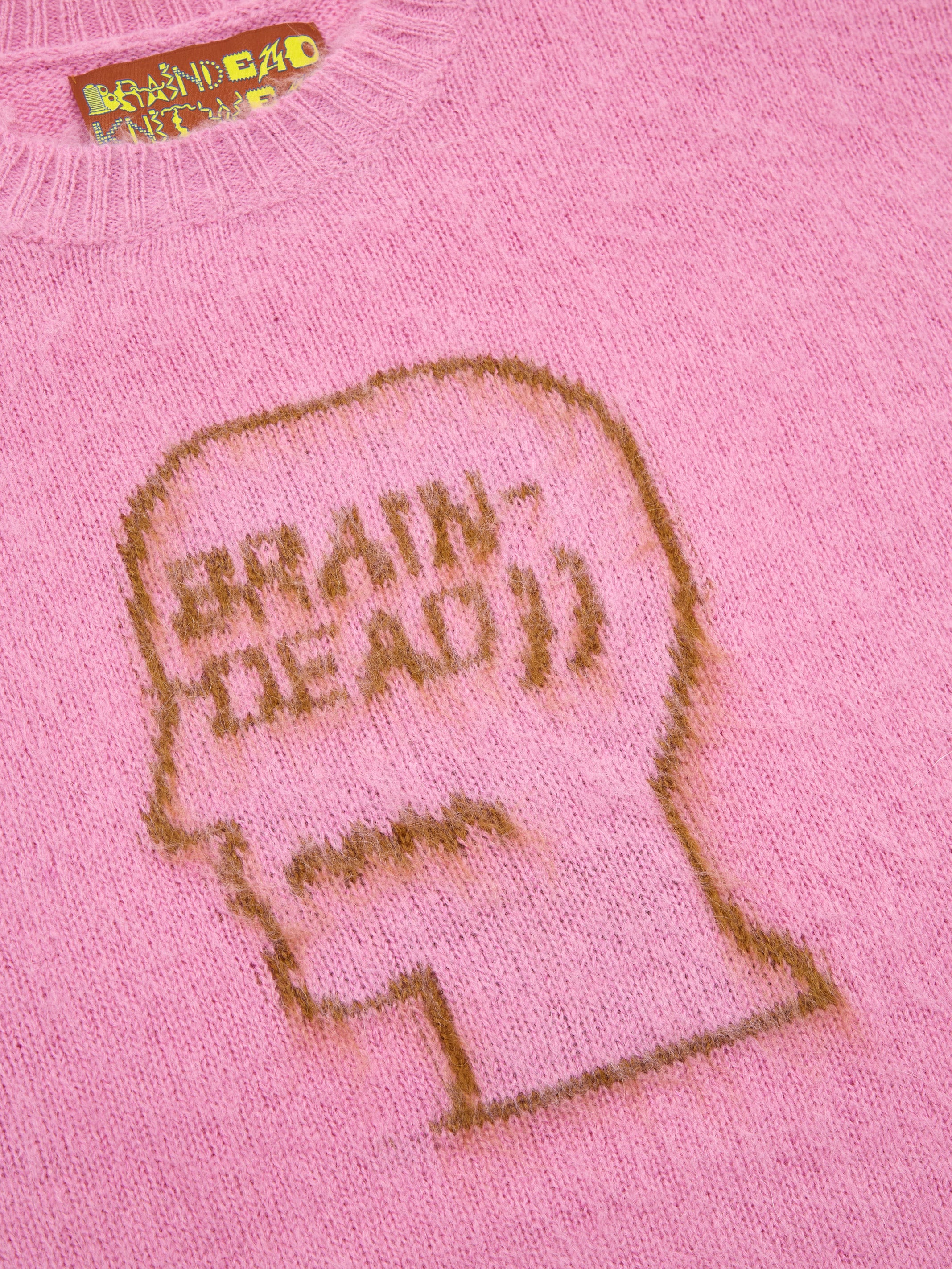 Brain Dead Superfuzz Logohead Crewneck Sweater - Fuchsia – Goodhood