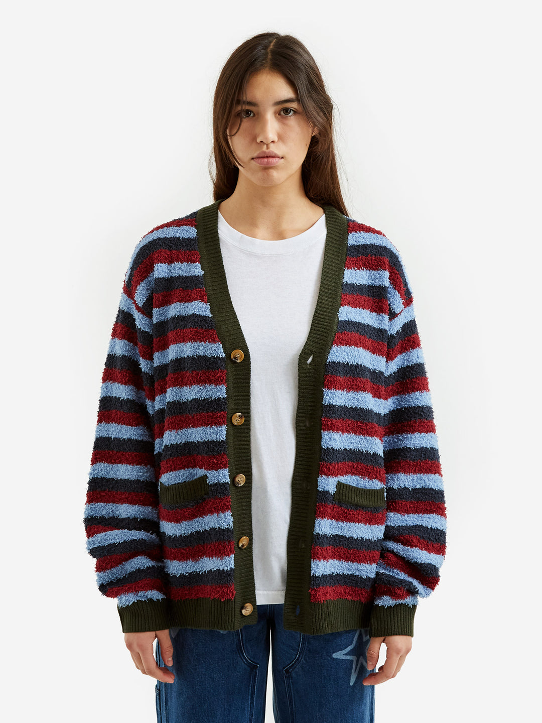Brain Dead Teddy Fur Striped Cardigan W - Blue Multi – Goodhood