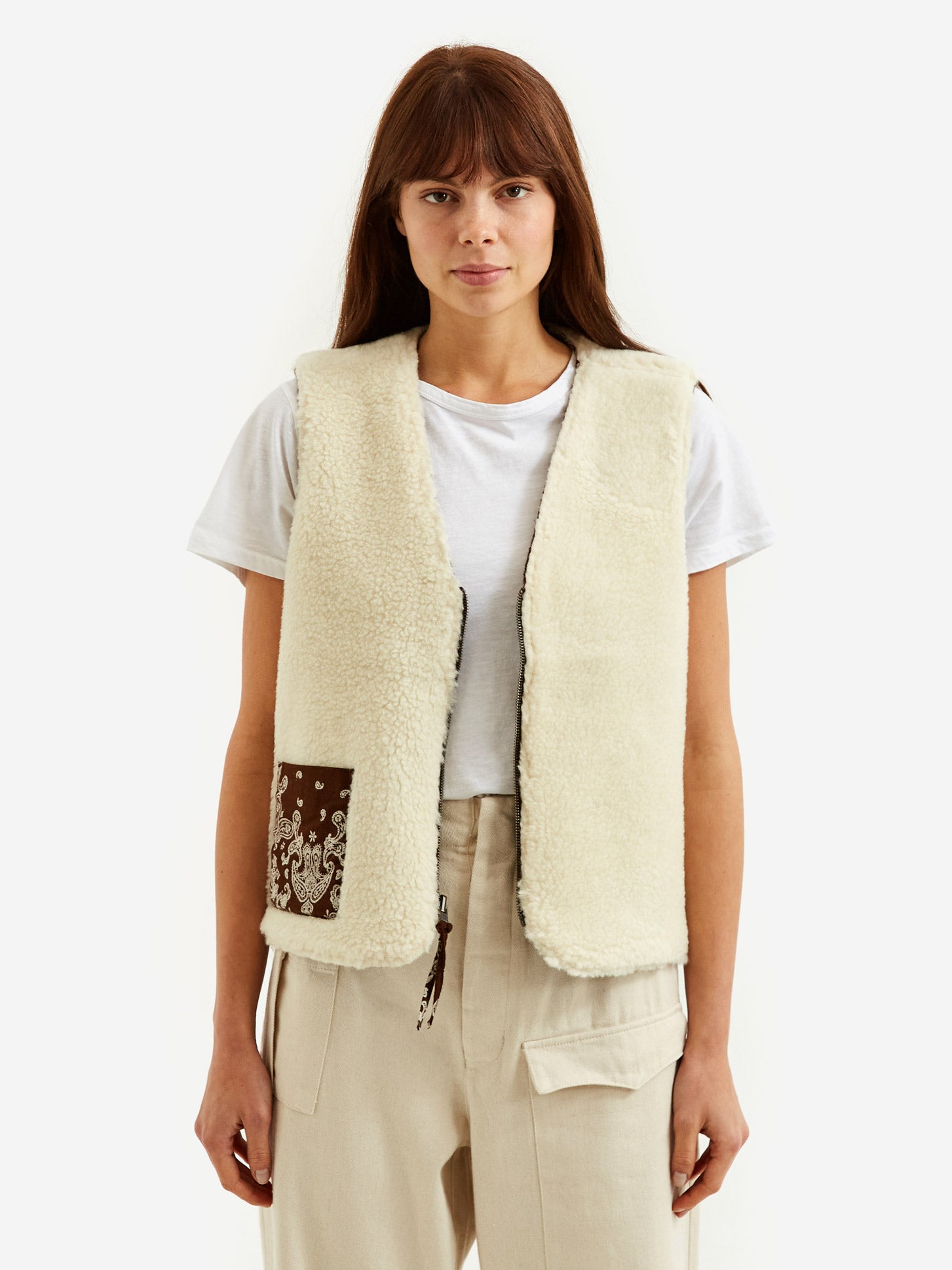 Girls Of Dust Reversible Mountain Vest - Brown/Off White – Goodhood