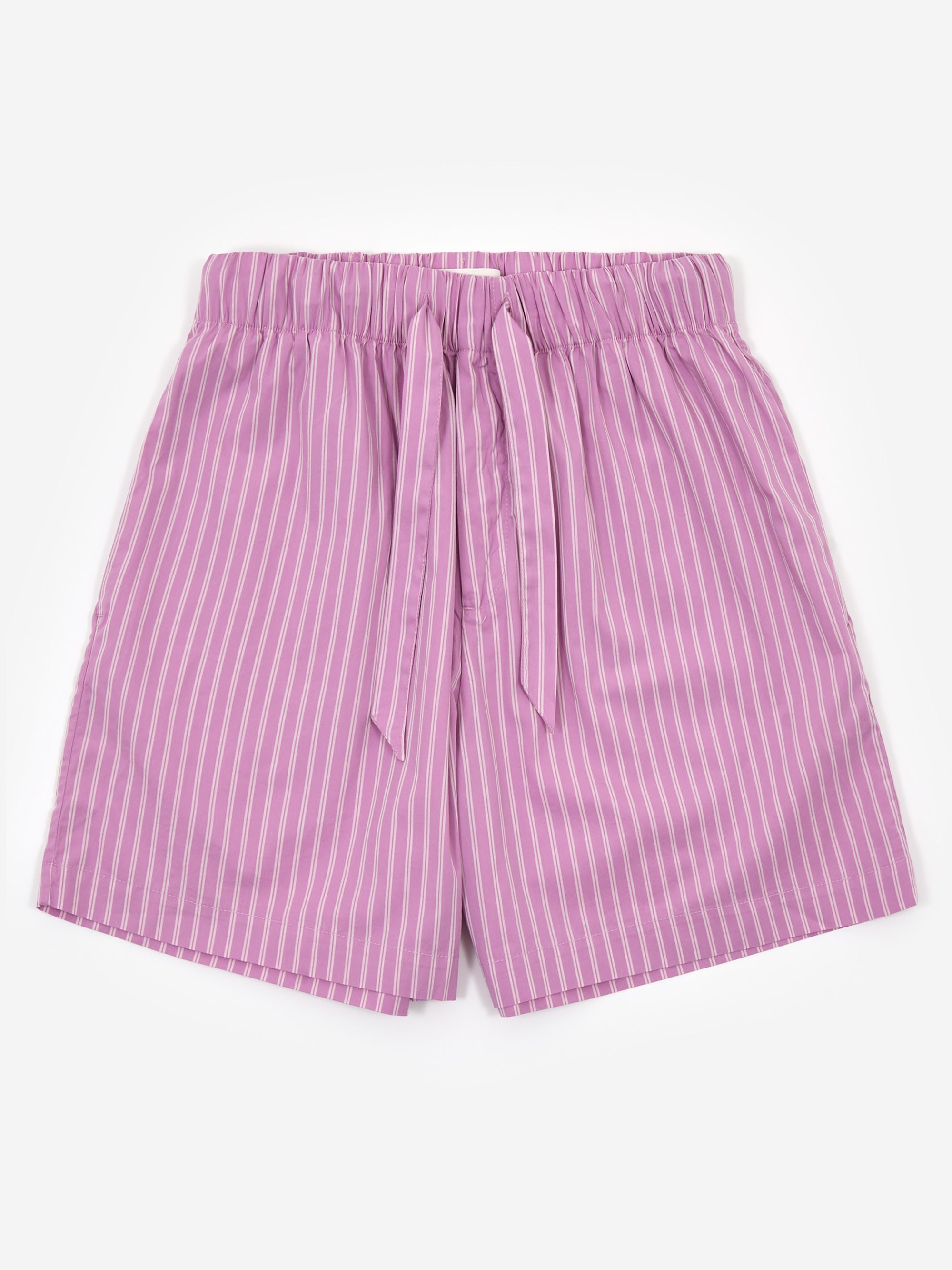 TEKLA Cotton Poplin Pyjama Short - Purple Pink Stripes – Goodhood