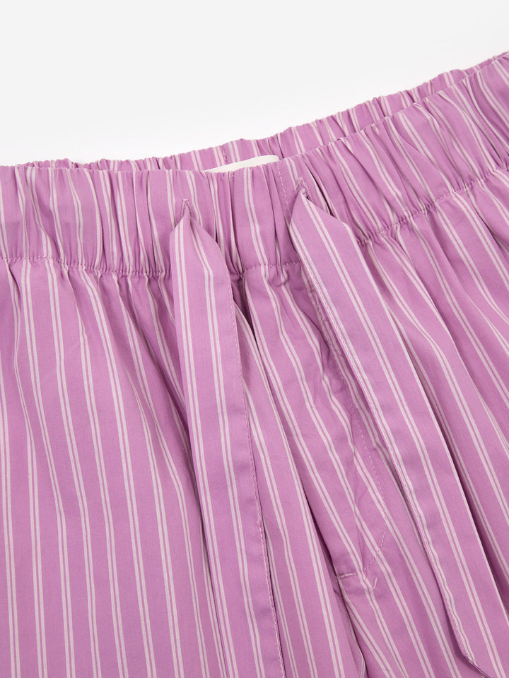 TEKLA Cotton Poplin Pyjama Short - Purple Pink Stripes – Goodhood