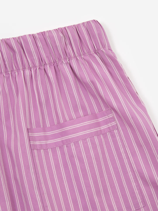 TEKLA Cotton Poplin Pyjama Short - Purple Pink Stripes – Goodhood